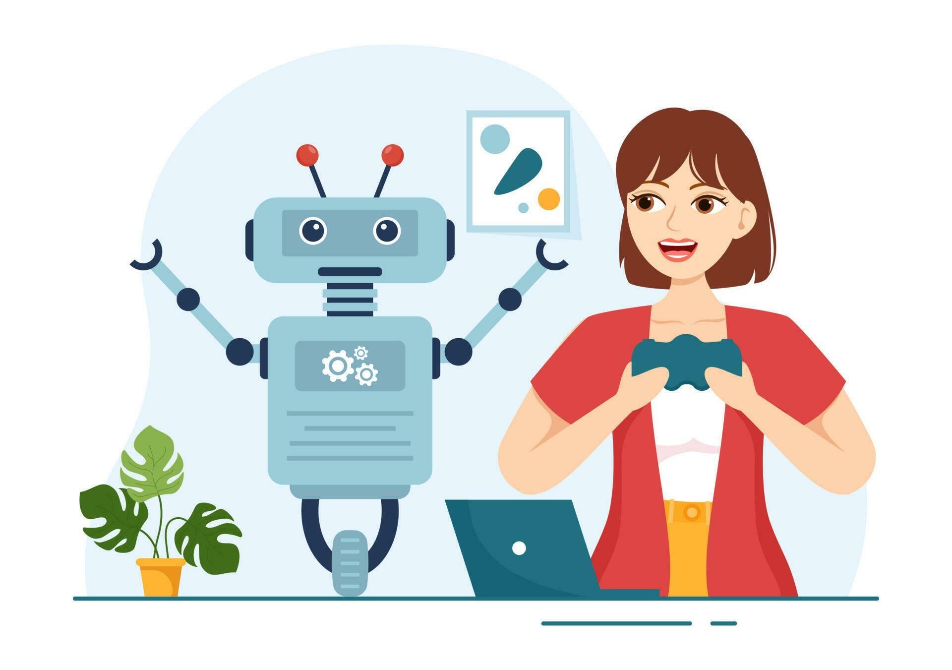 Robotics School Vector Illustration with Youth Robotic Project to ...