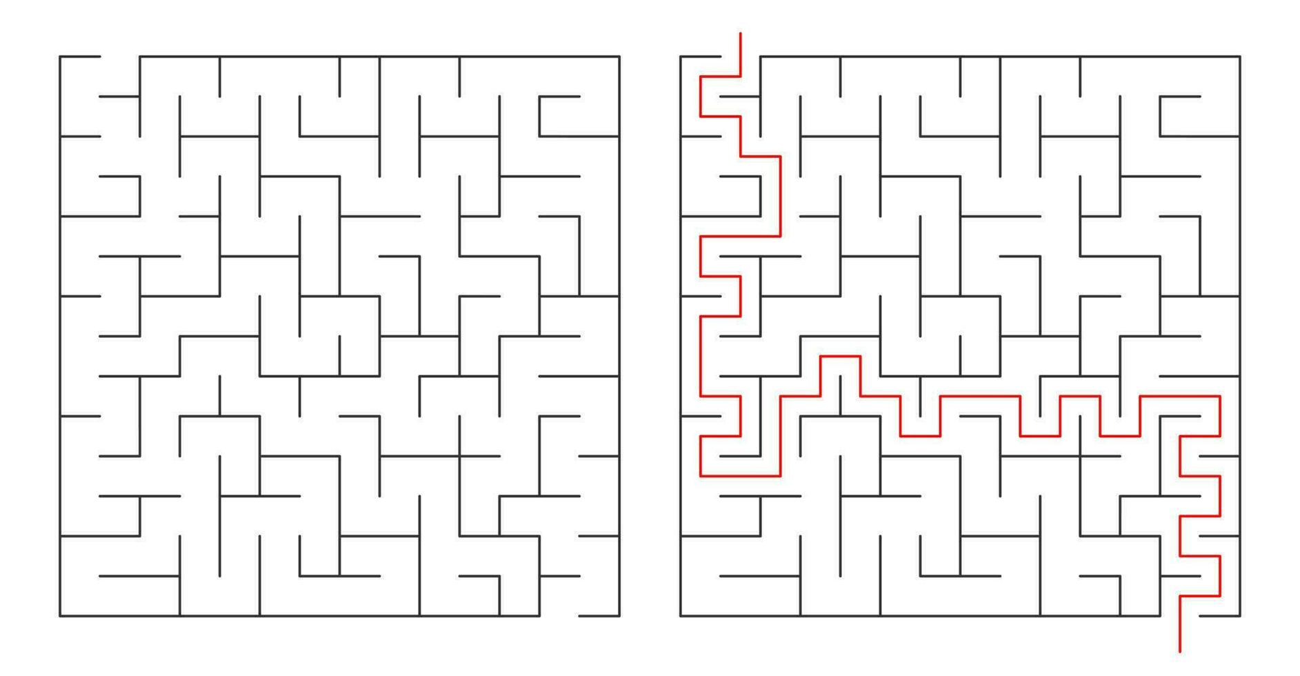 Vector illustration. A design element in the shape of a maze. One entrance, one exit and one ...