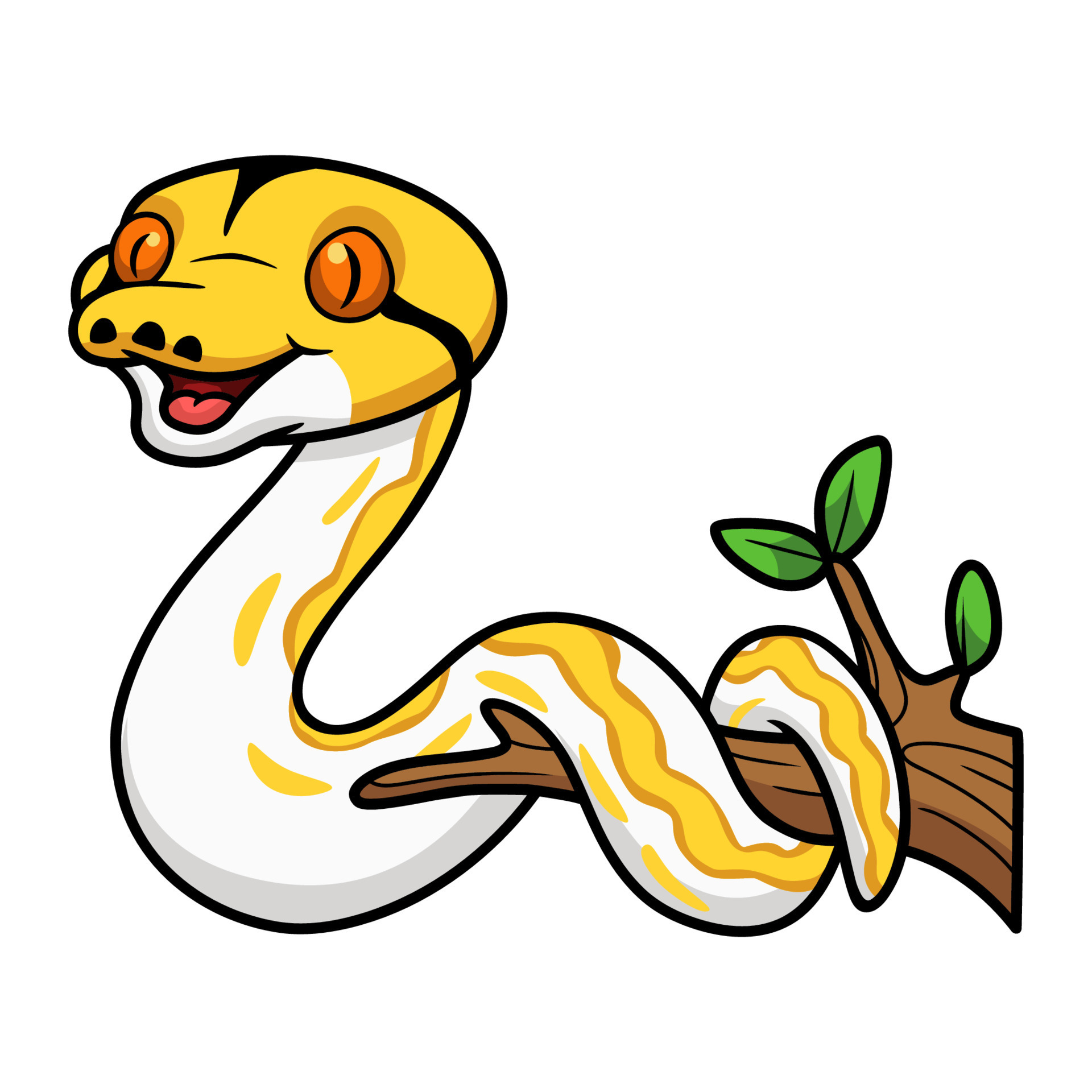 Cute albino tiger reticulated python cartoon on tree branch 24232166 ...