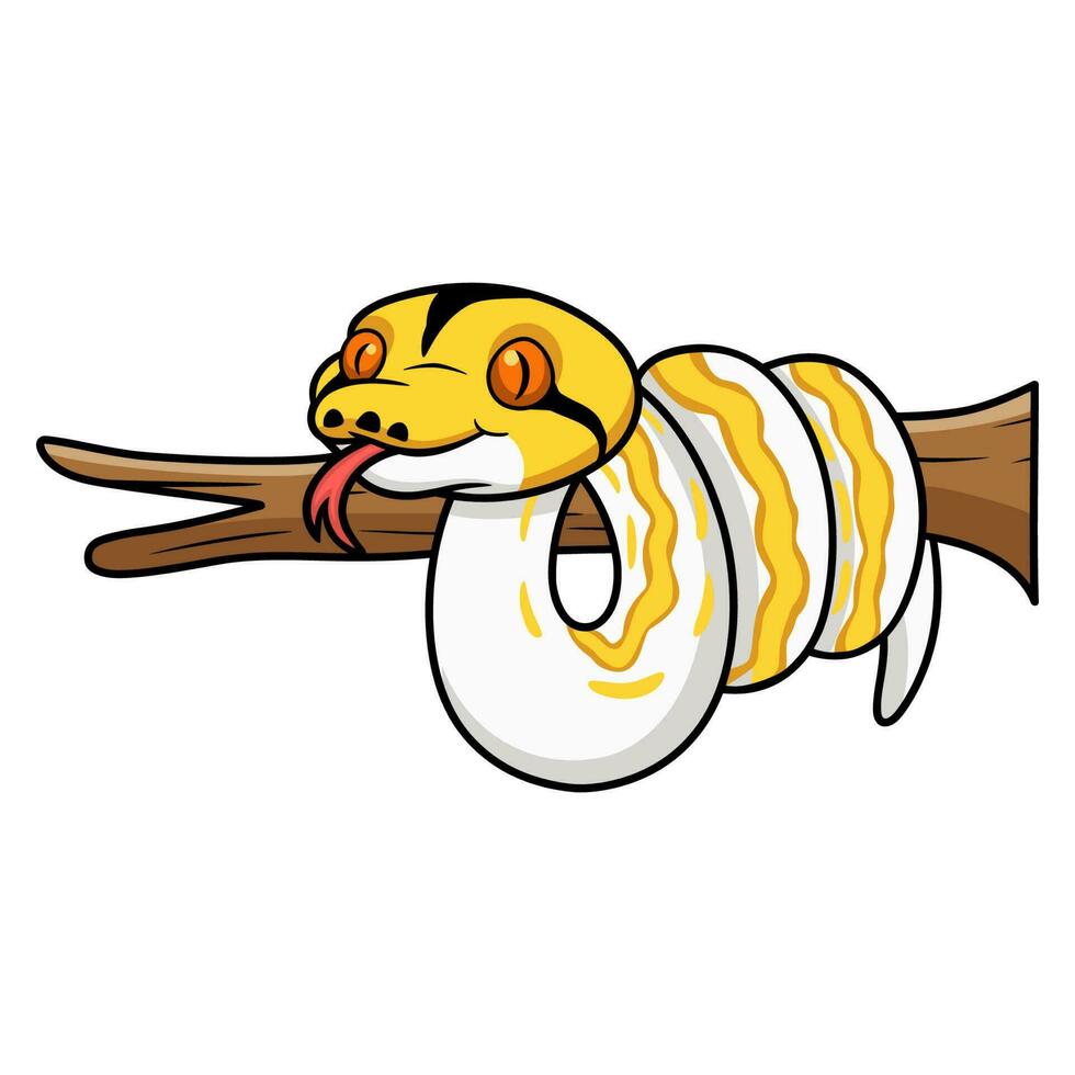 Cute albino tiger reticulated python cartoon on tree branch 24232171 ...