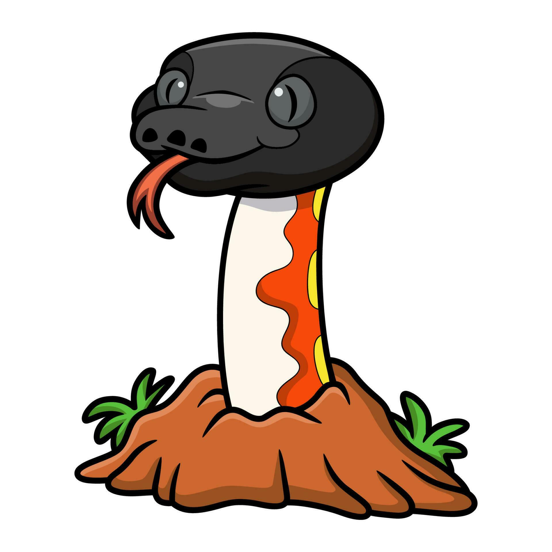 Cute red blood python cartoon out from hole 24232175 Vector Art at Vecteezy