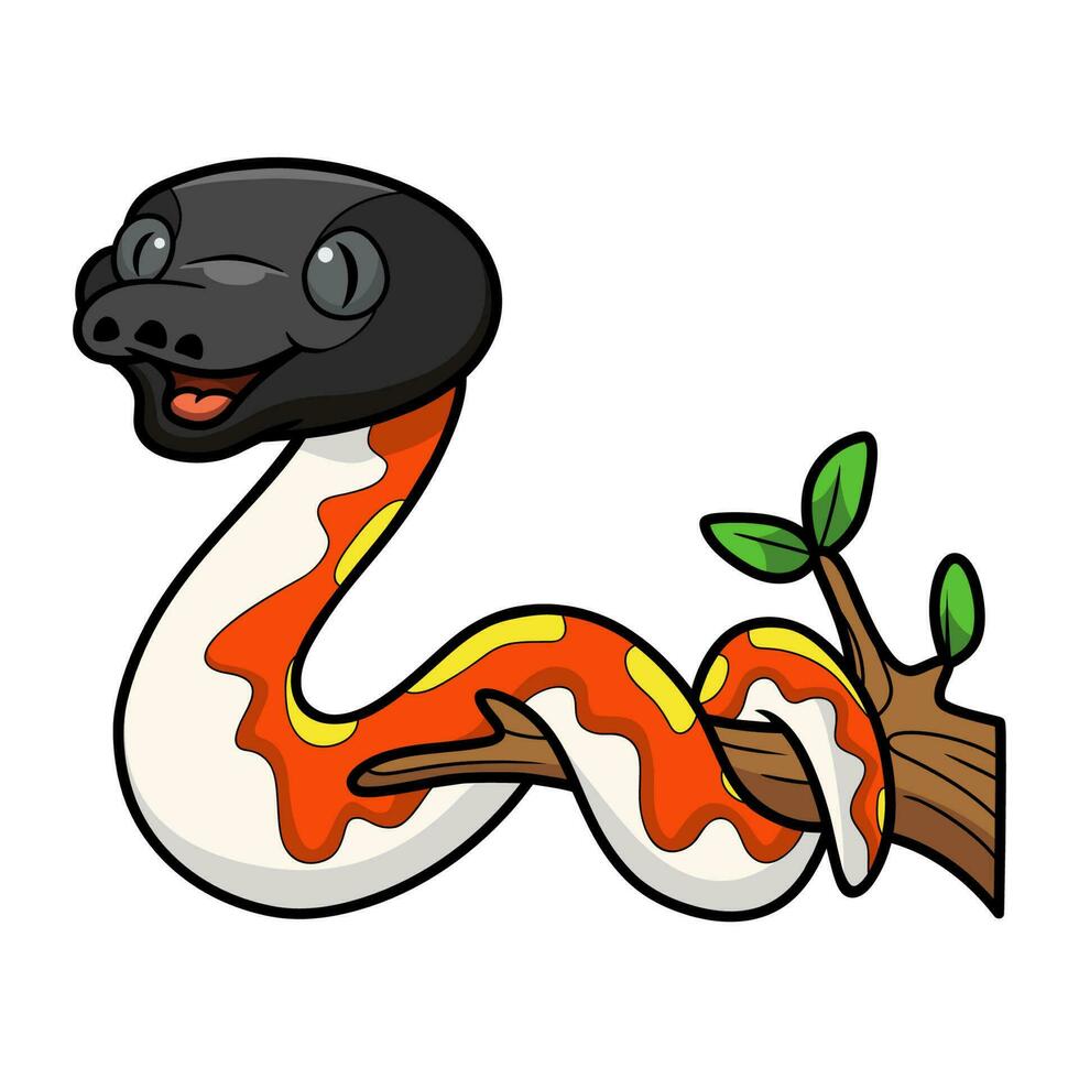 Cute red blood python cartoon on tree branch 24232198 Vector Art at ...
