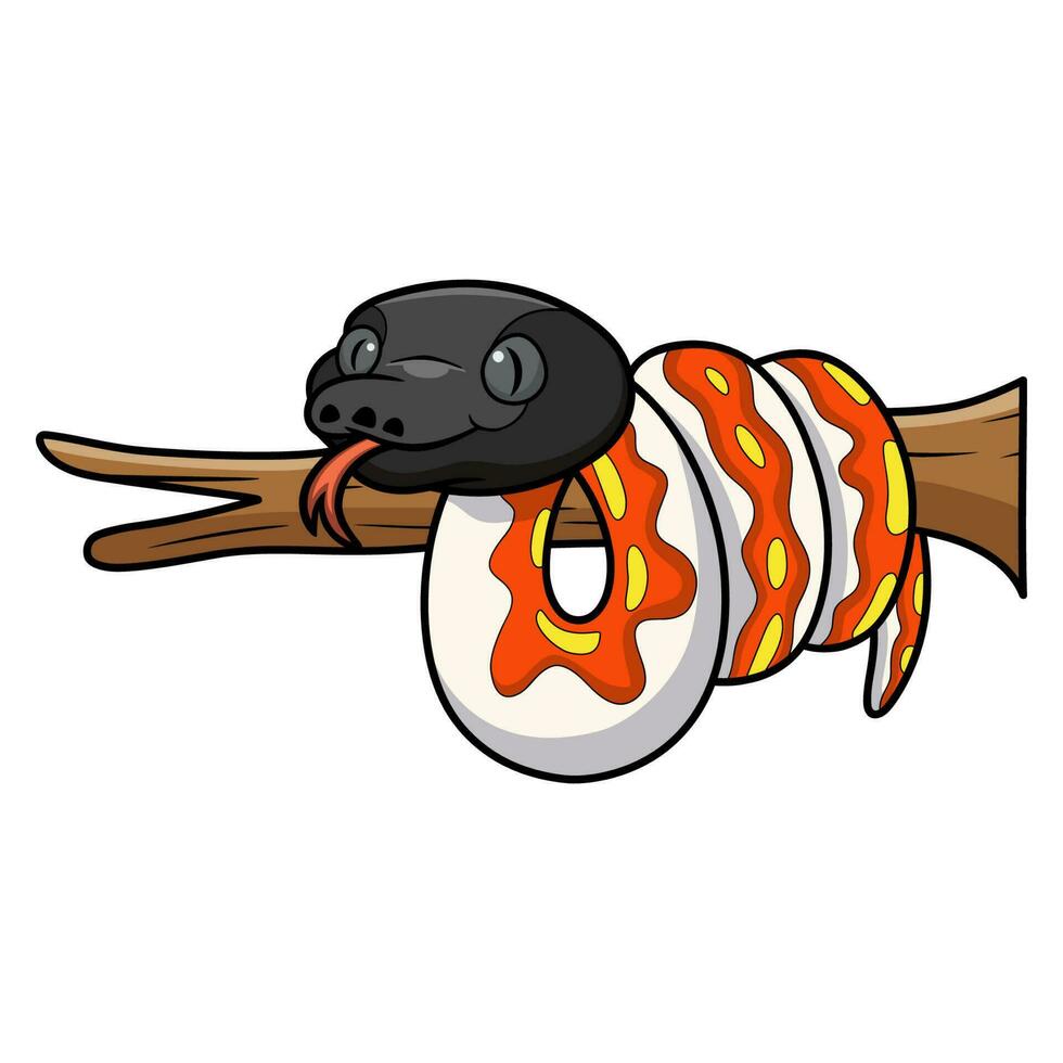 Cute red blood python cartoon on tree branch 24232212 Vector Art at ...