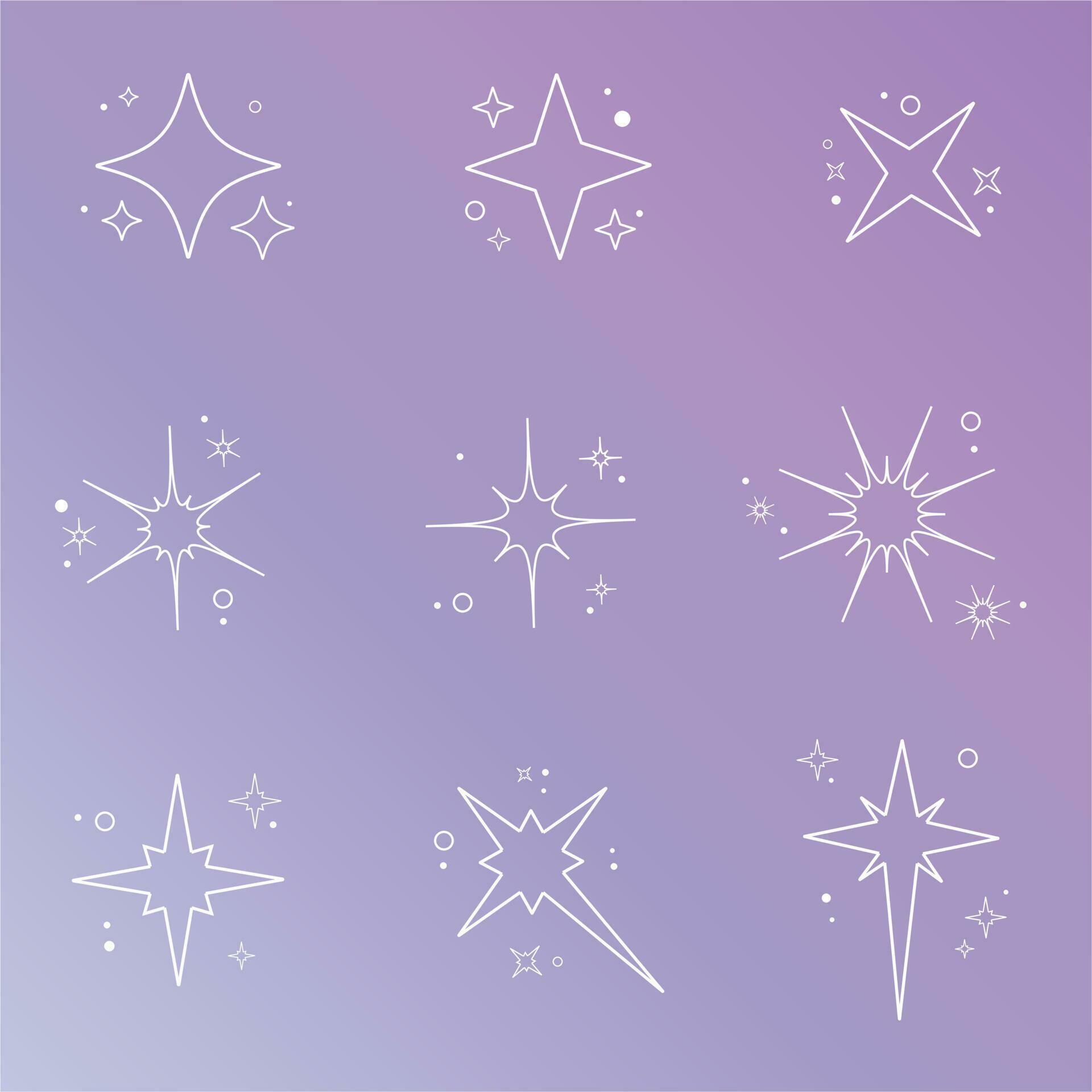 set of sparkle star outline, Shine and sparkle stars, Shine sparkle icon, blink star for logo ...