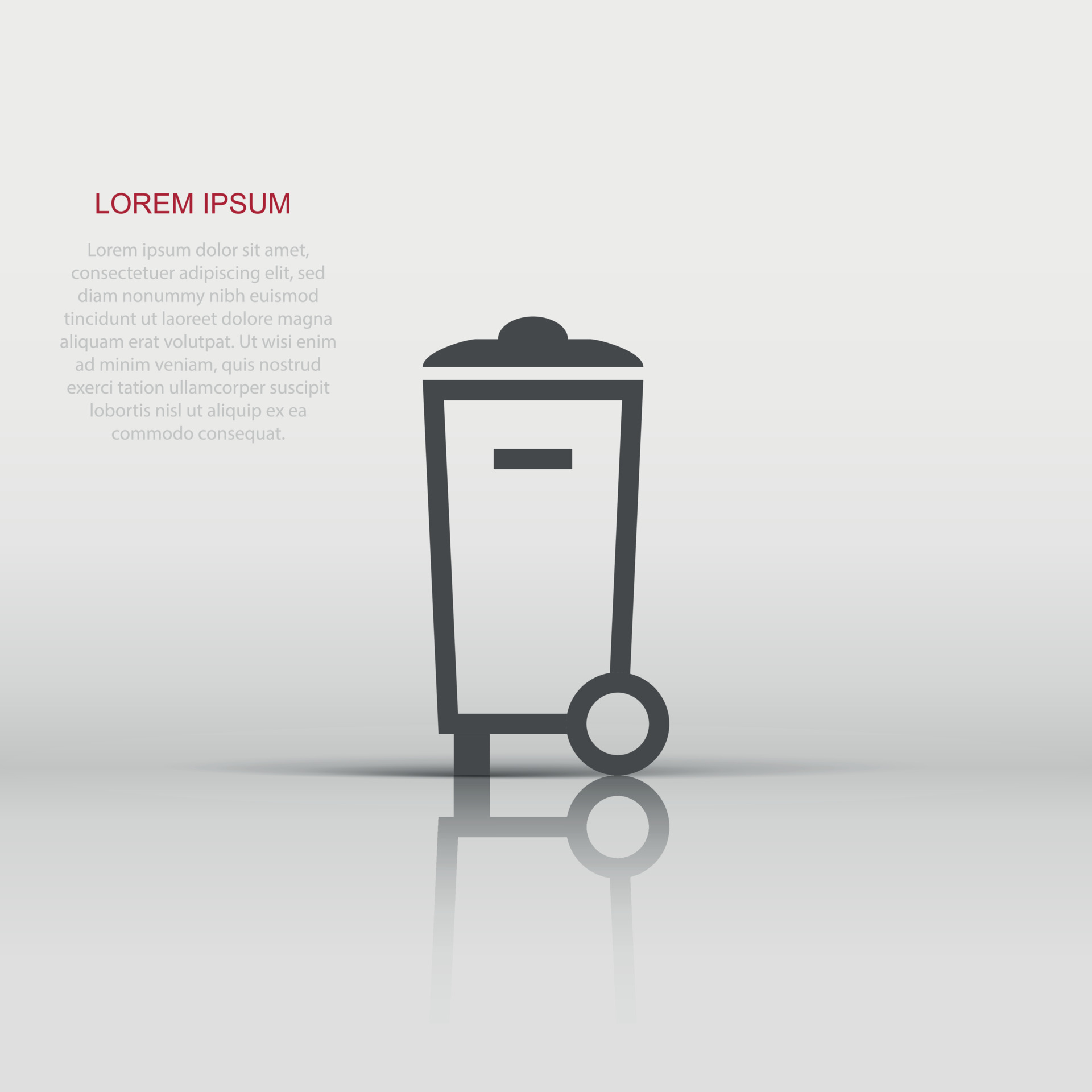 Trash bin garbage icon in flat style. Trash bucket vector illustration on white isolated ...