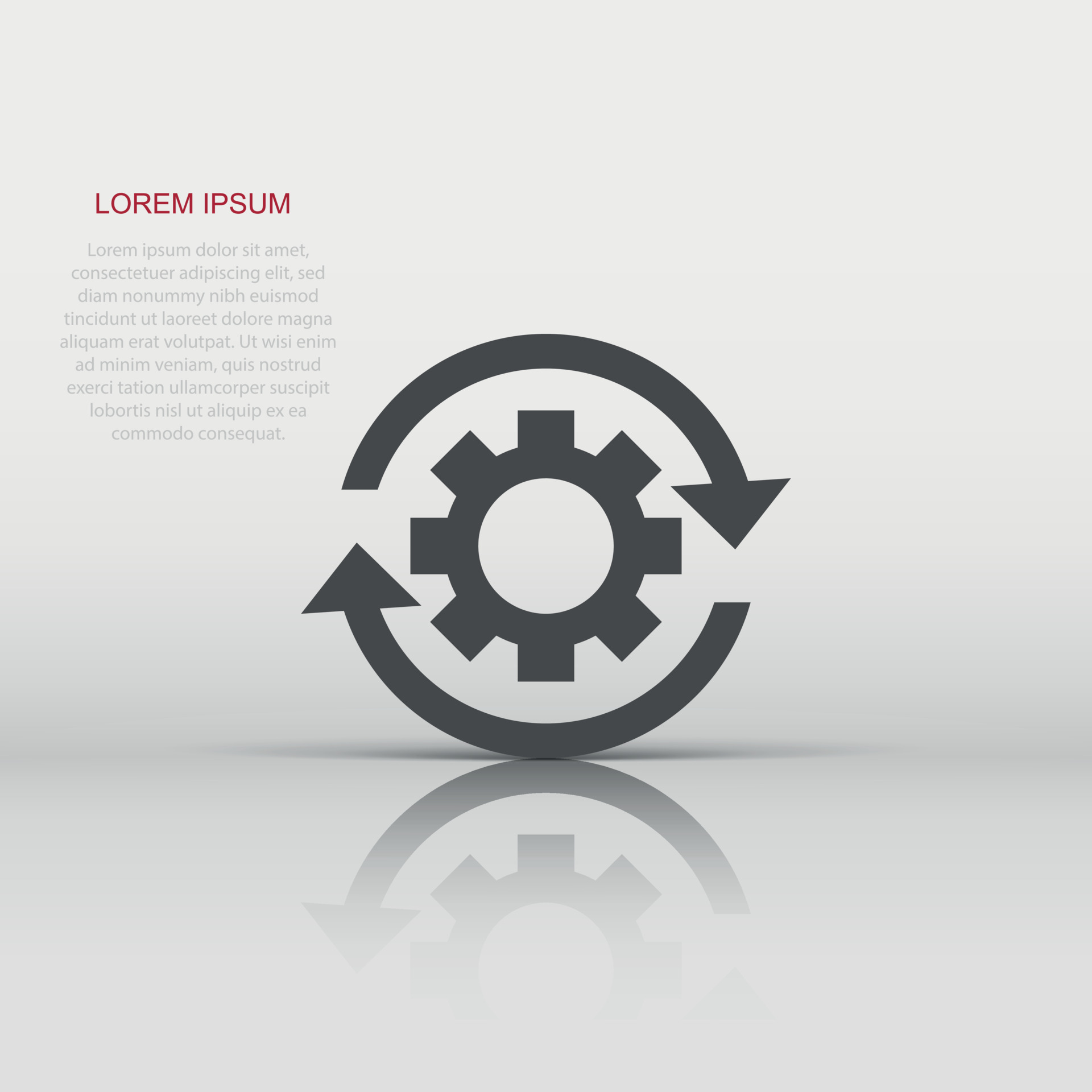 Workflow process icon in flat style. Gear cog wheel with arrows vector ...