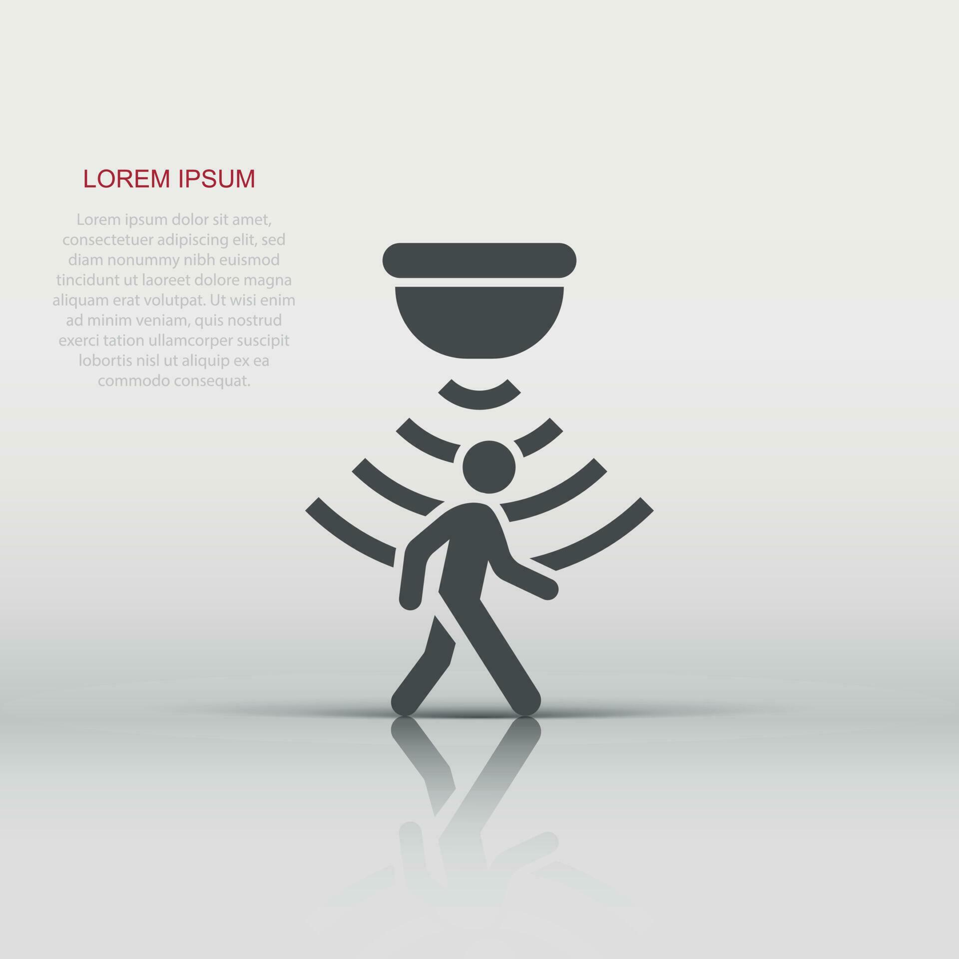 Motion Sensor Icon In Flat Style Sensor Waves With Man Vector