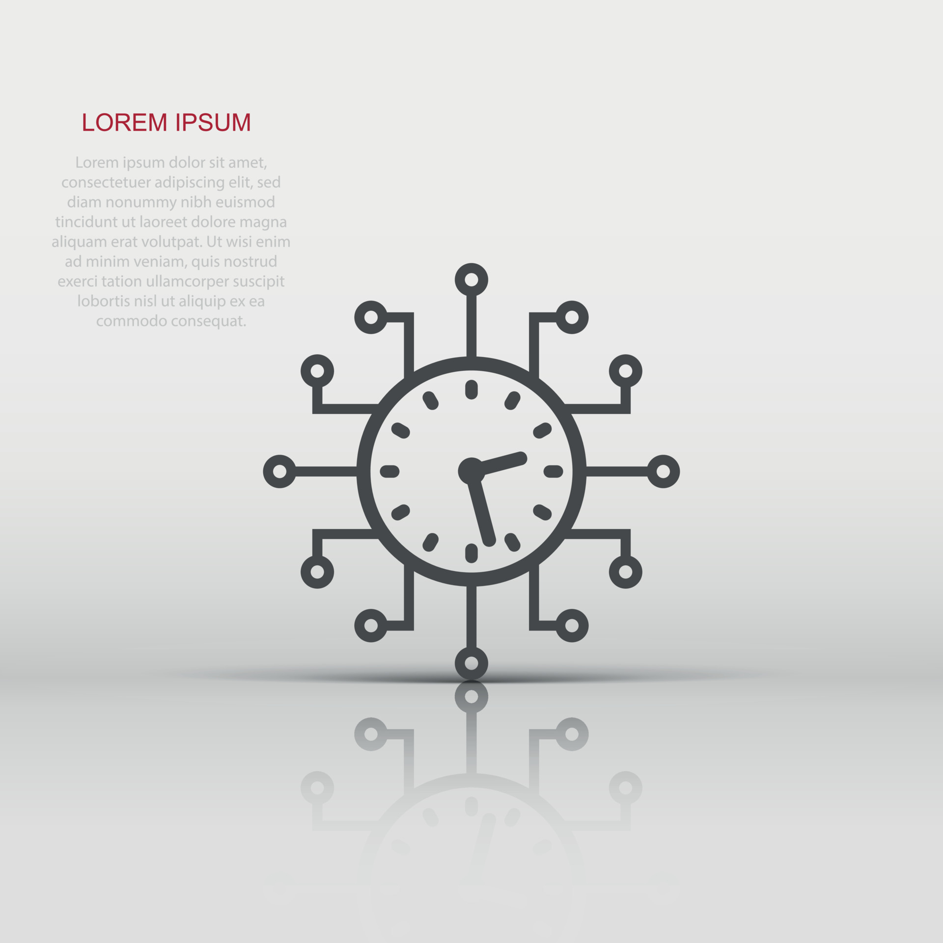 Real Time Icon In Flat Style Clock Vector Illustration On White