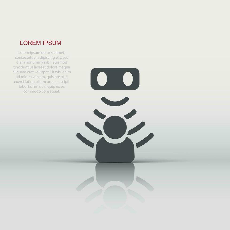 Motion Sensor Icon In Flat Style Sensor Waves With Man Vector Illustration On White Isolated