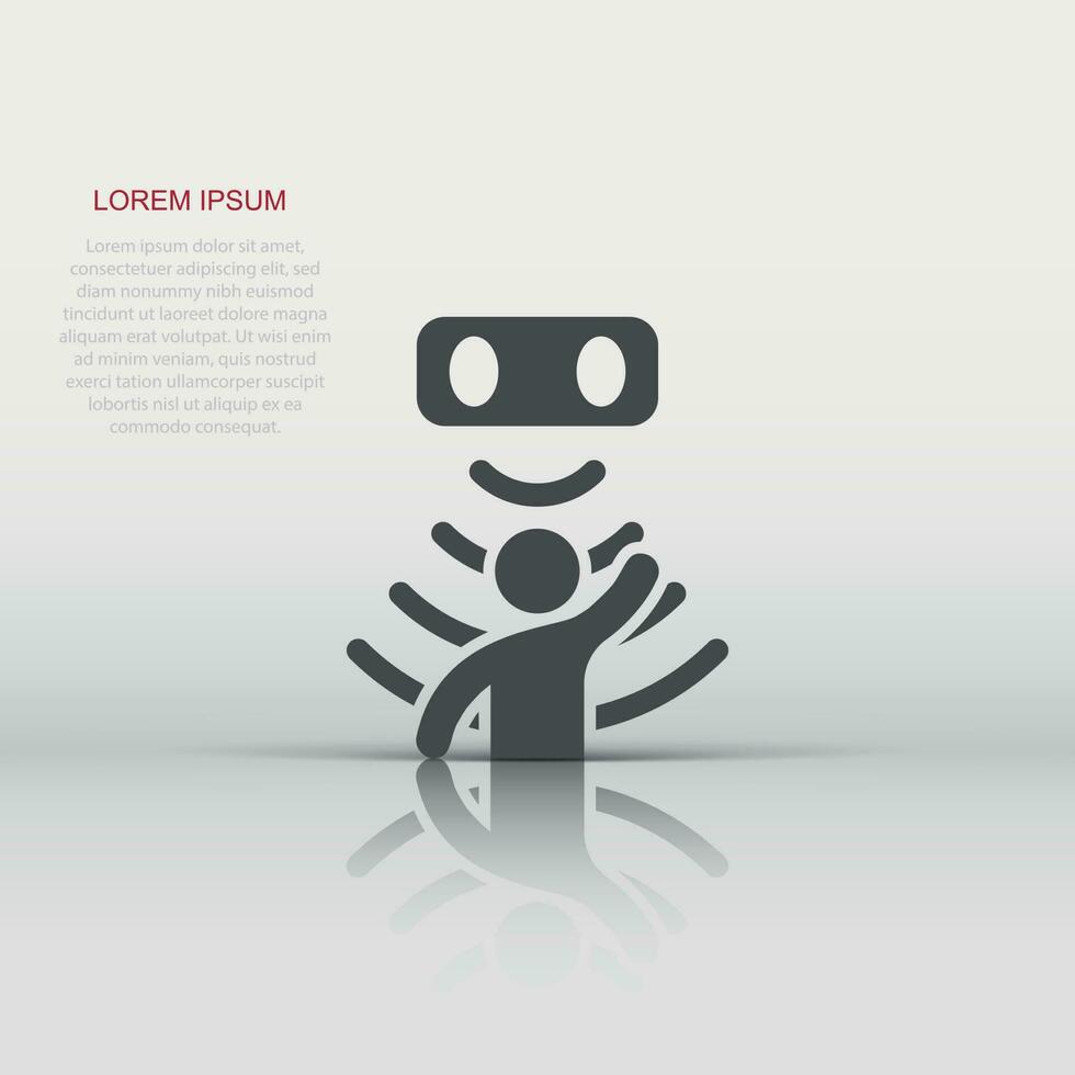 Motion Sensor Icon In Flat Style Sensor Waves With Man Vector Illustration On White Isolated