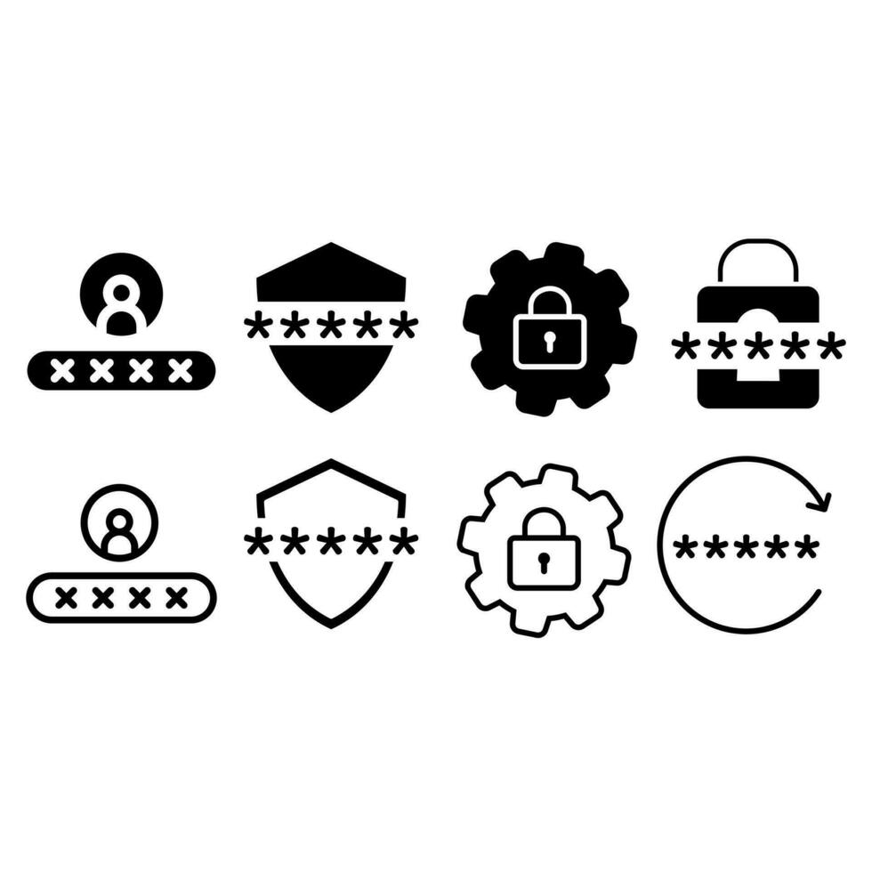 Password Icon Vector Set Protection Illustration Sign Collection Security Symbol Or Logo