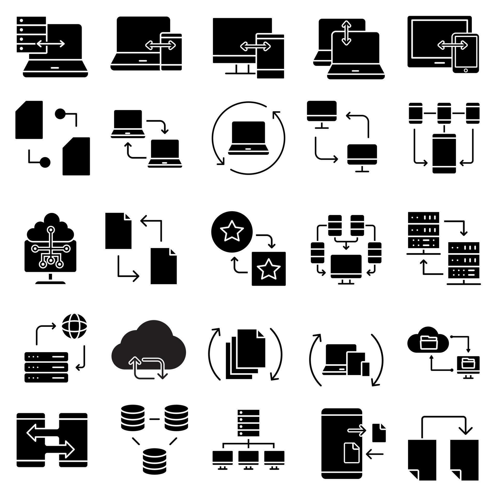 Data exchange icon vector set. data transfer illustration sign collection. data conversion ...