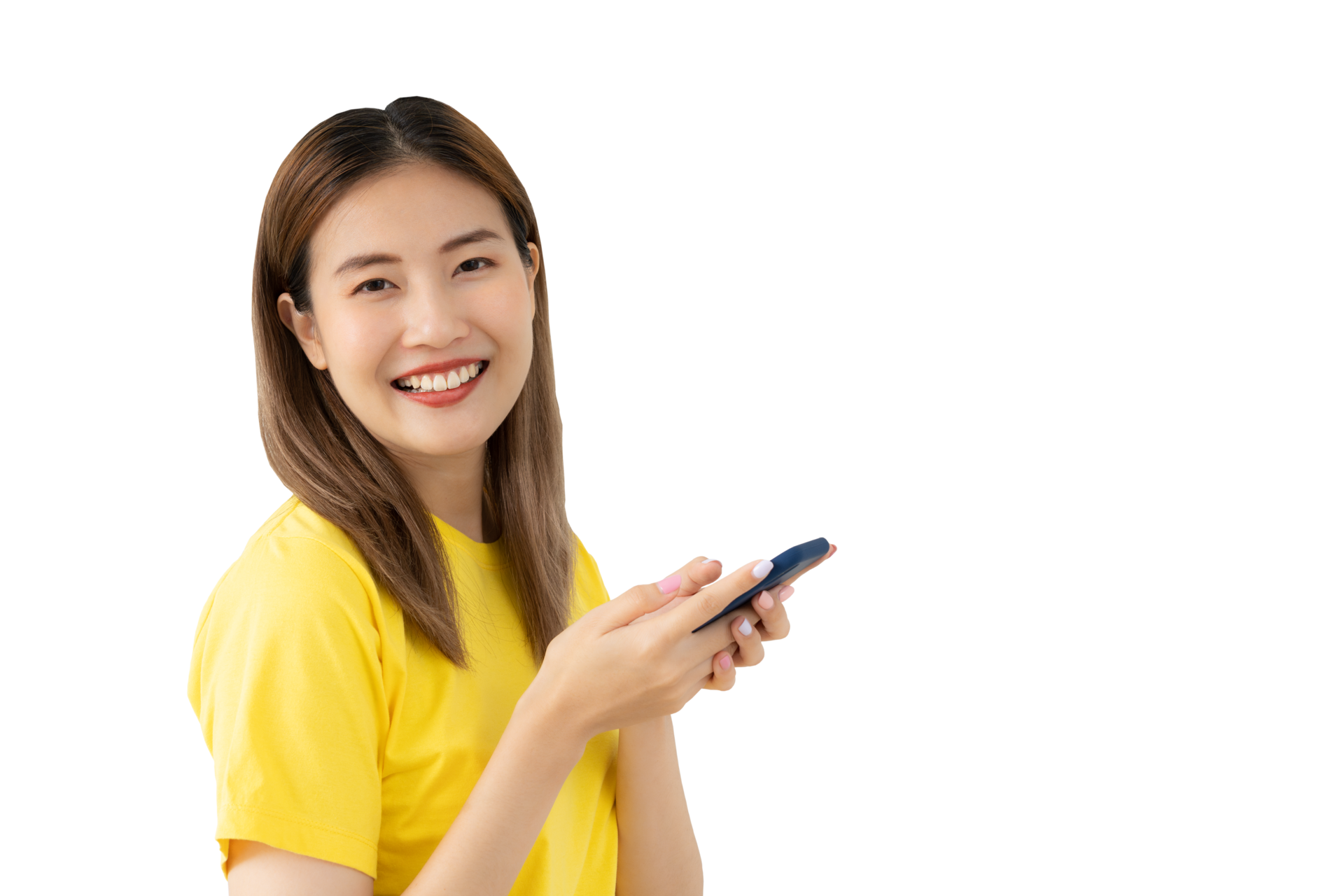 Happy woman, Portrait of smiling Asia girl using mobile phone ... Happy woman, Portrait of smiling Asia girl using mobile phone ...