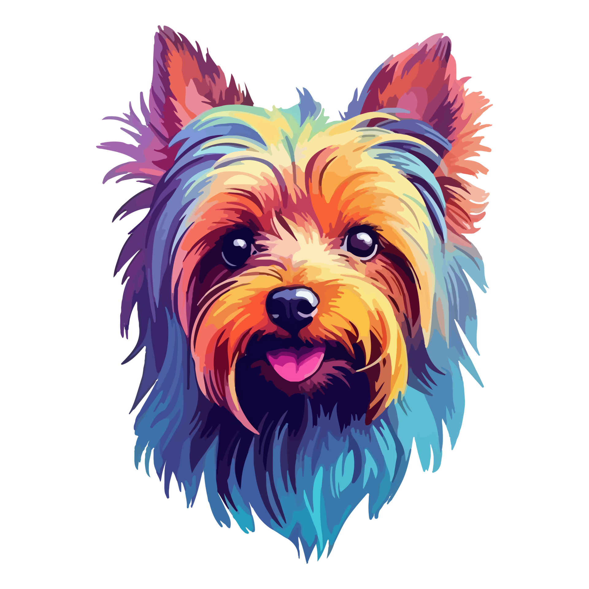 Colorful Yorkshire Terrier Dog, Yorkshire Terrier Portrait, Dog Sticker ...
