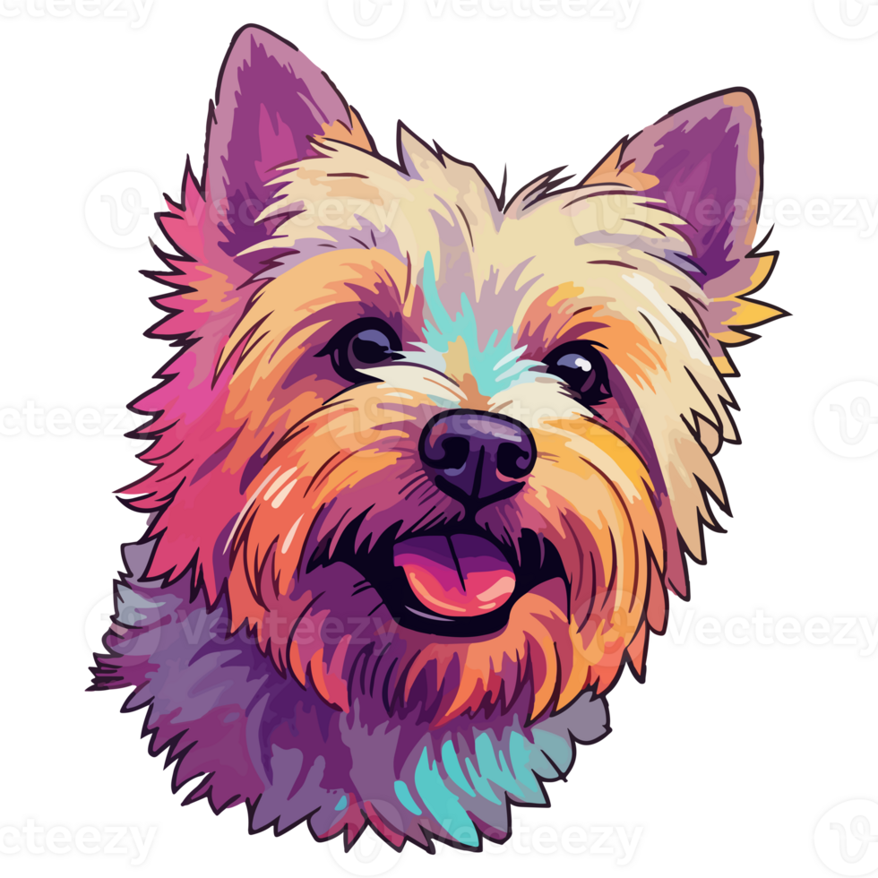 Colorful Cairn terrier Dog, Cairn terrier Portrait, Dog Sticker Clip ...