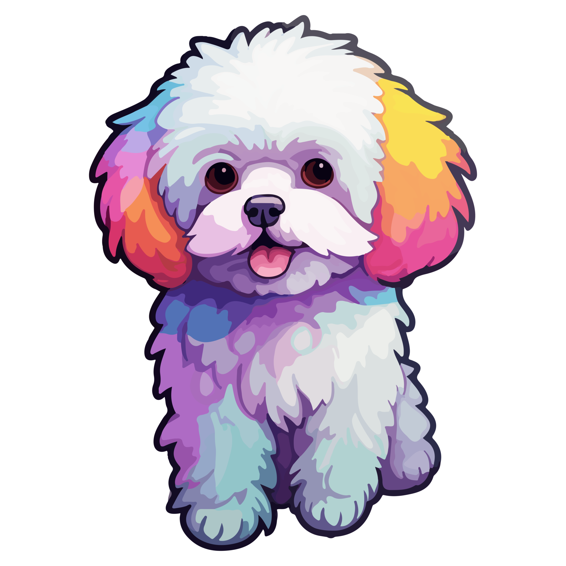 Colorful Bichon Frise Dog, Bichon Frise Portrait, Dog Sticker Clip art, Dog Lover design ...