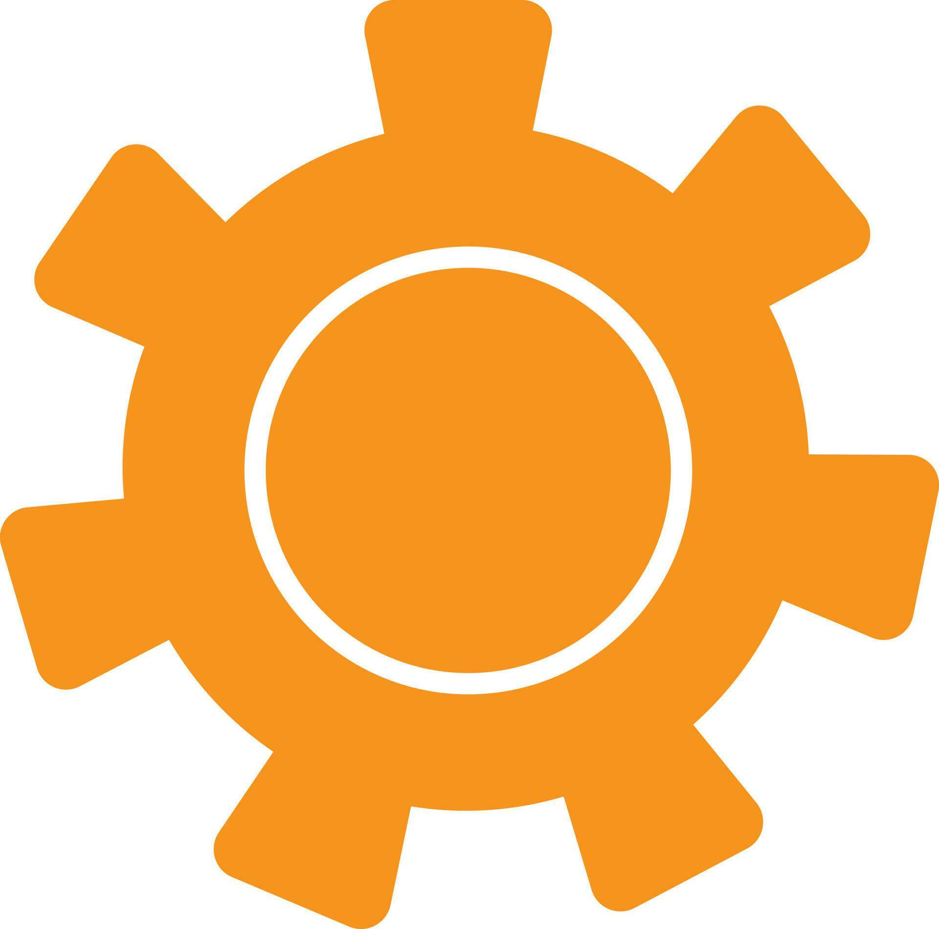Icon of orange cogwheel in flat style. 24242350 Vector Art at Vecteezy