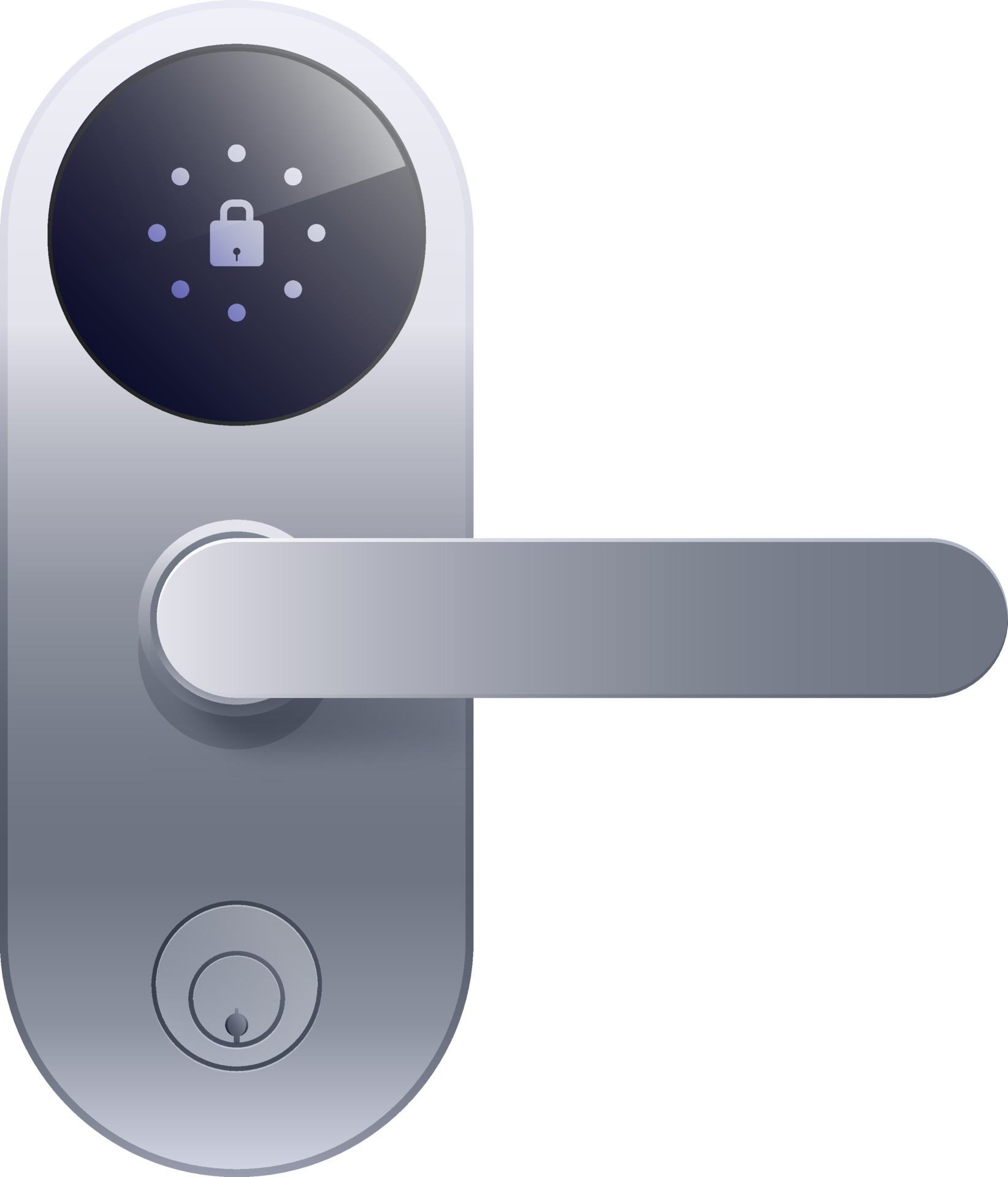 Digital smart door lock element in realistic style on white background ...