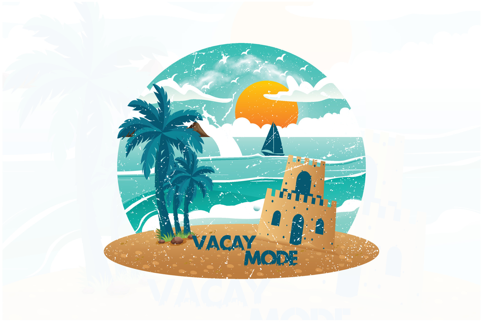 Vacay mode beach t shirt design 24243874 Vector Art at Vecteezy