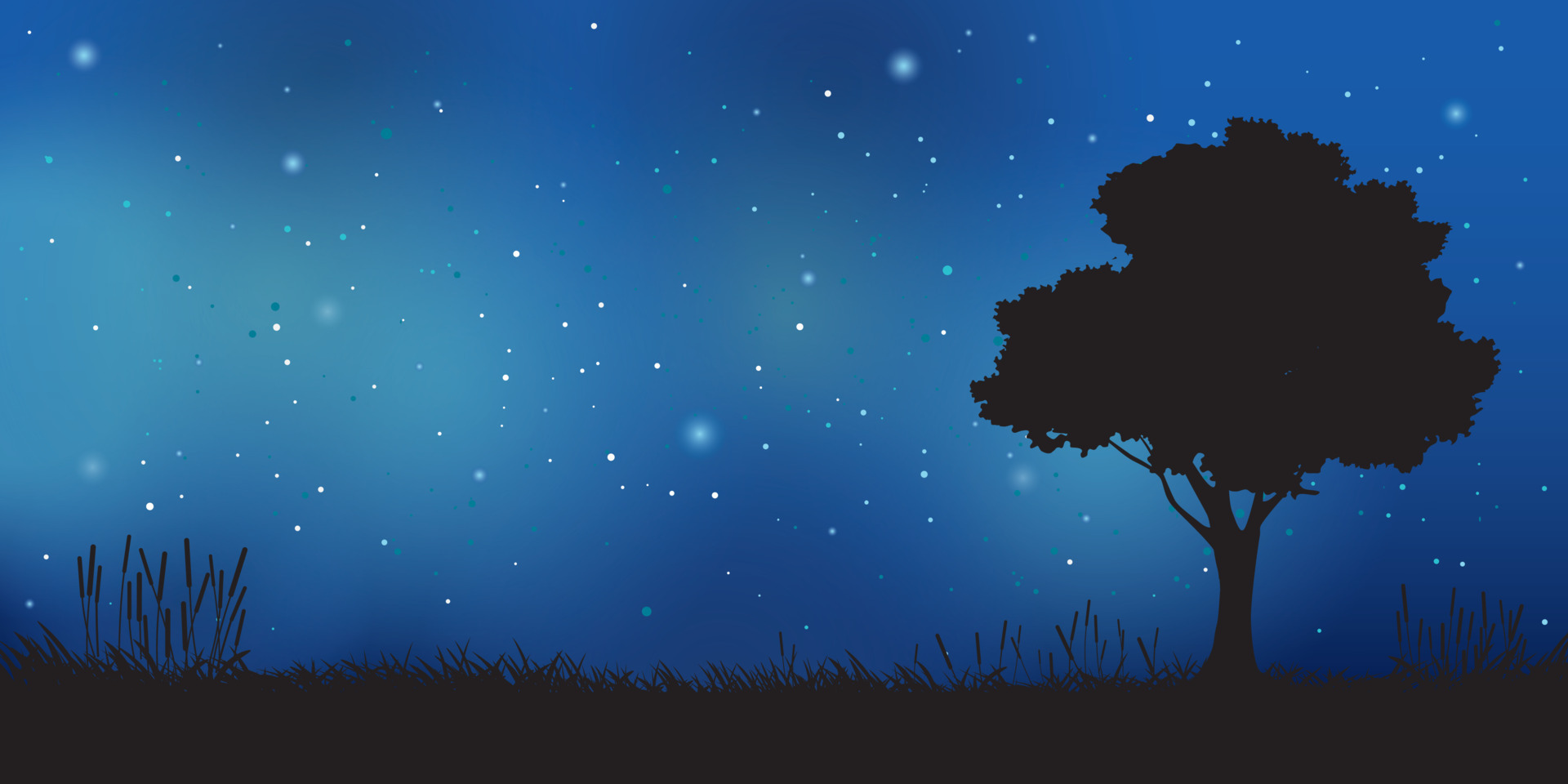 Tree And Grass Field Silhouette With Night Sky Have A Lot Of Stars Background 24246073 Vector