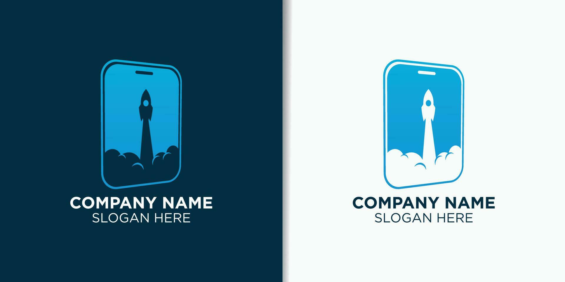 rocket and tech logo design template, technology logo vector, mobile ...