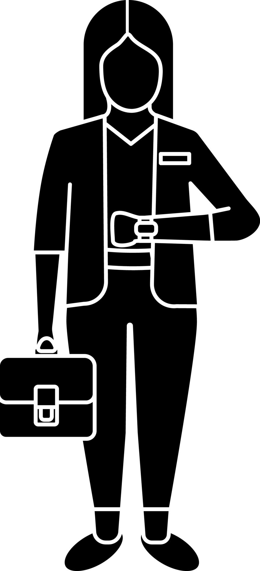 Business Woman Holding Briefcase Icon In Black and White Color. 24251422 Vector Art at Vecteezy