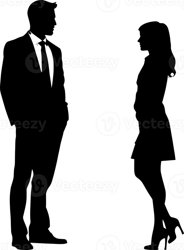 Silhouette Of Business Man And Women Communicate 24254214 Png