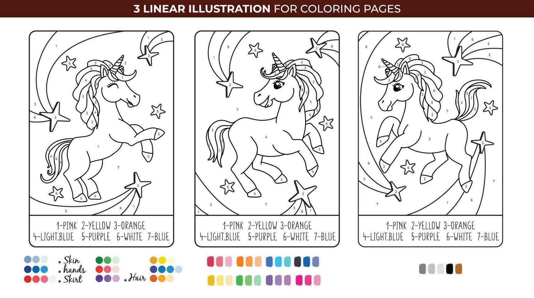 Cute Unicorns Magic Coloring by Number Coloring Pages, Learn numbers ...