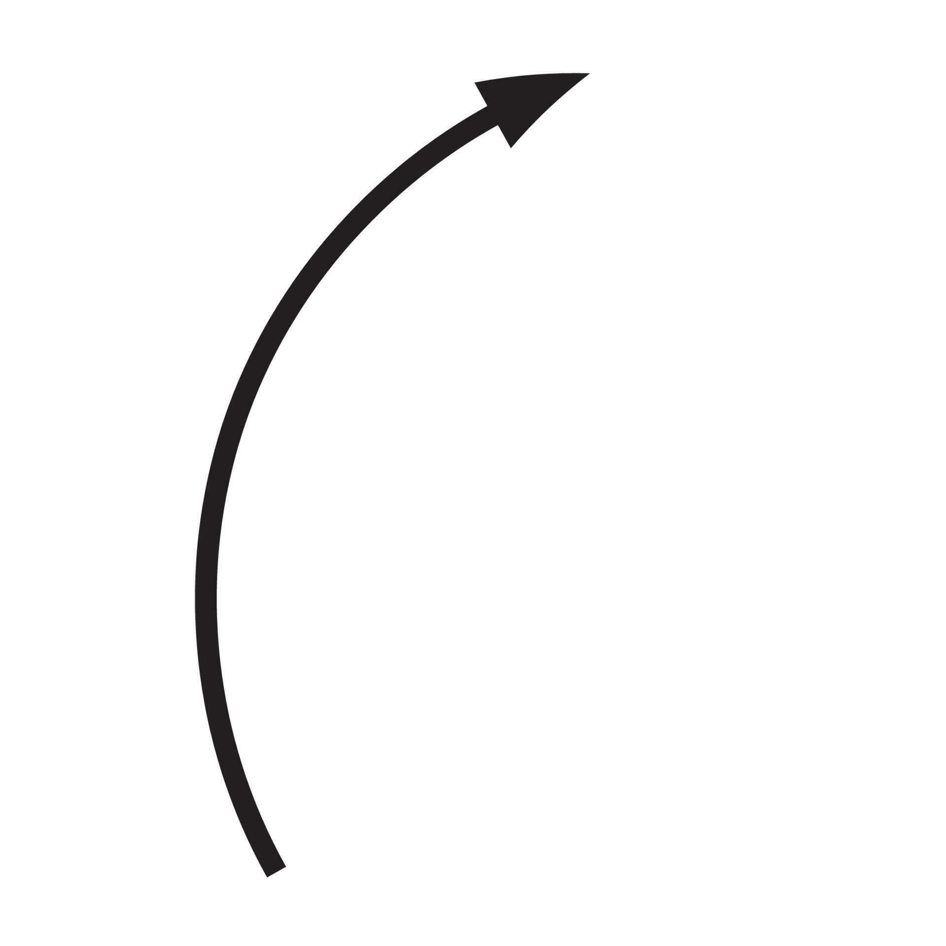 Arrow symbol set of doodle or sketch outline of circle, curve, swipe up, black line, flat arrow ...