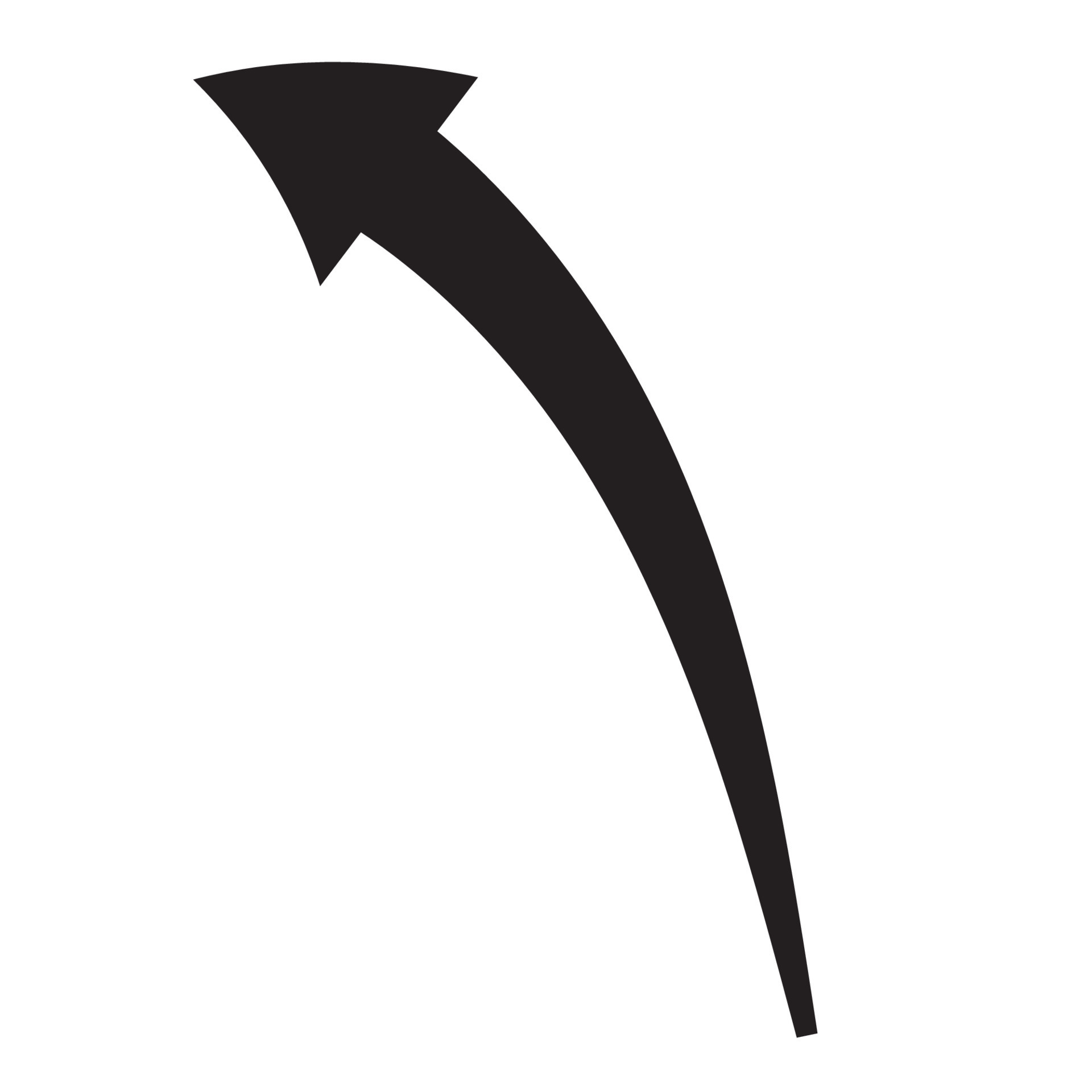 Arrow symbol set of doodle or sketch outline of circle, curve, swipe up, black line, flat arrow ...