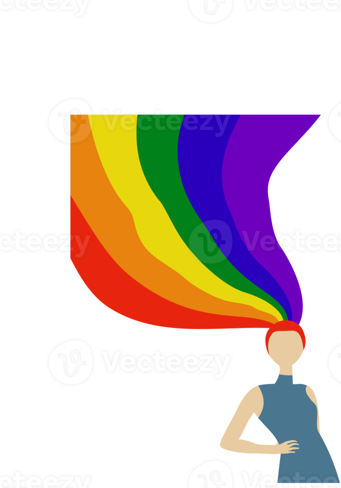 Woman With Rainbow Hair Spreading Out 24259600 Png