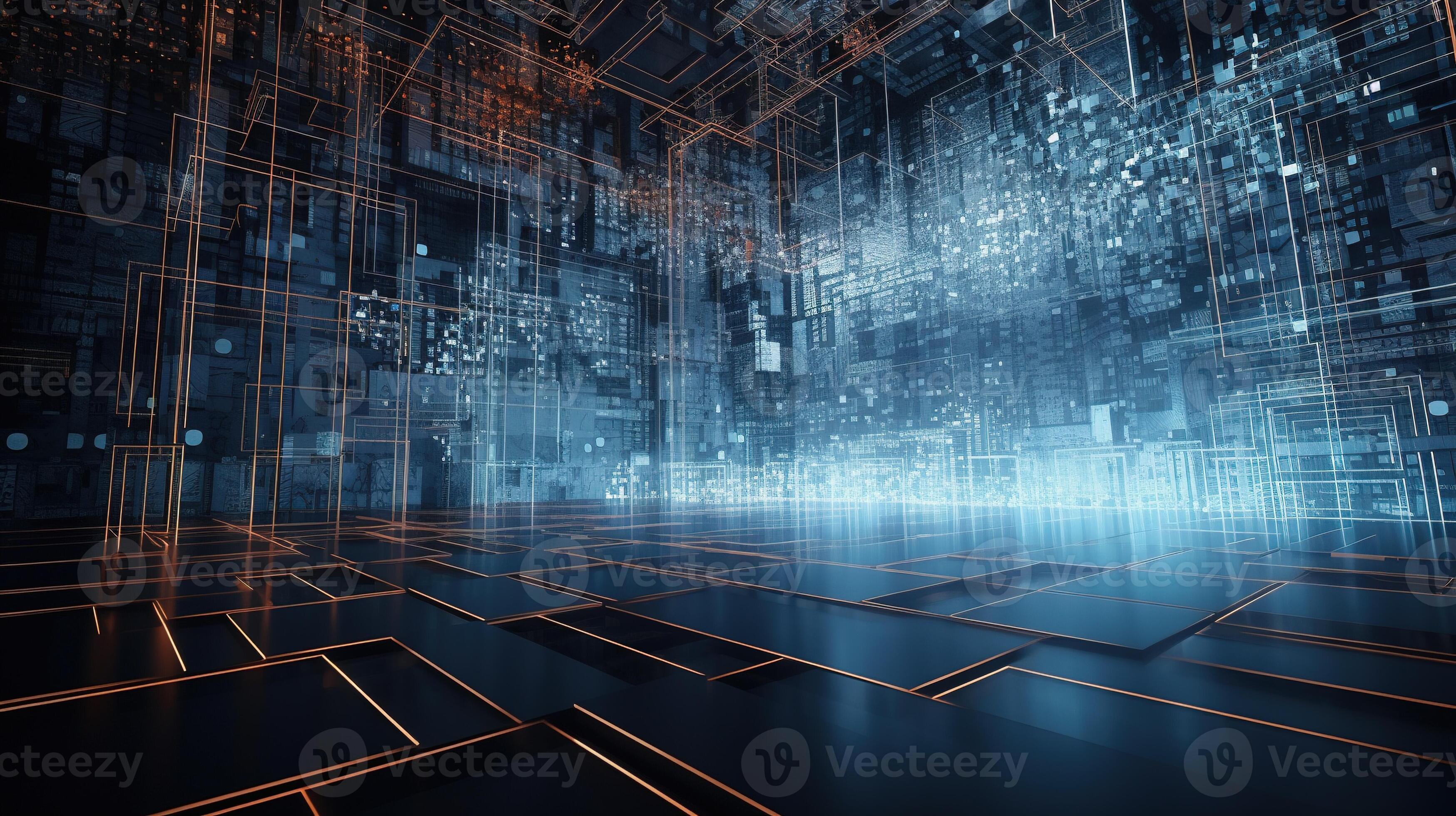 3d Rendering Abstract Digital Technology Background Network Connection Structure Digital Data