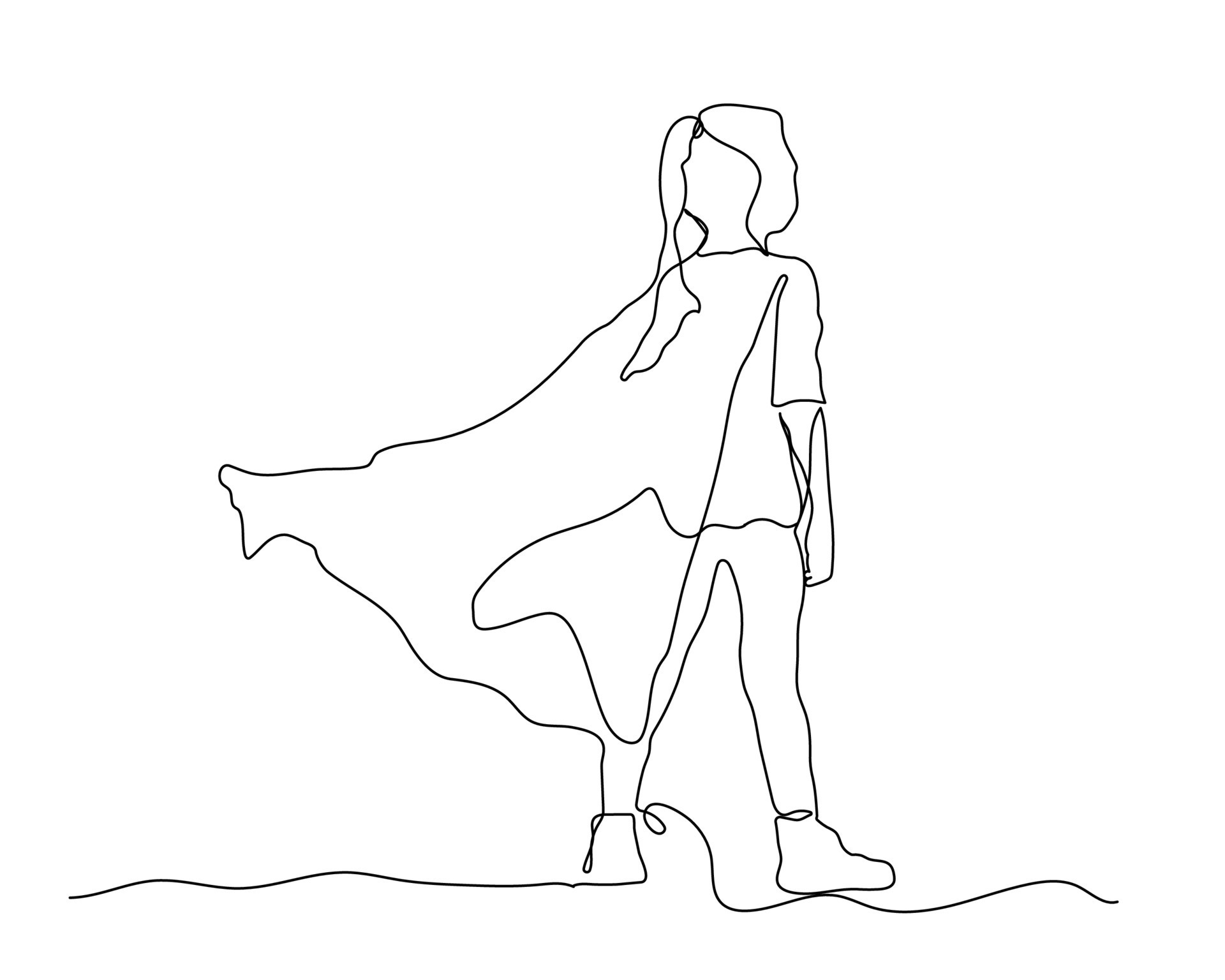 continuous line drawing superhero kids. small girl superman costumes ... continuous line drawing superhero kids. small girl superman costumes ...