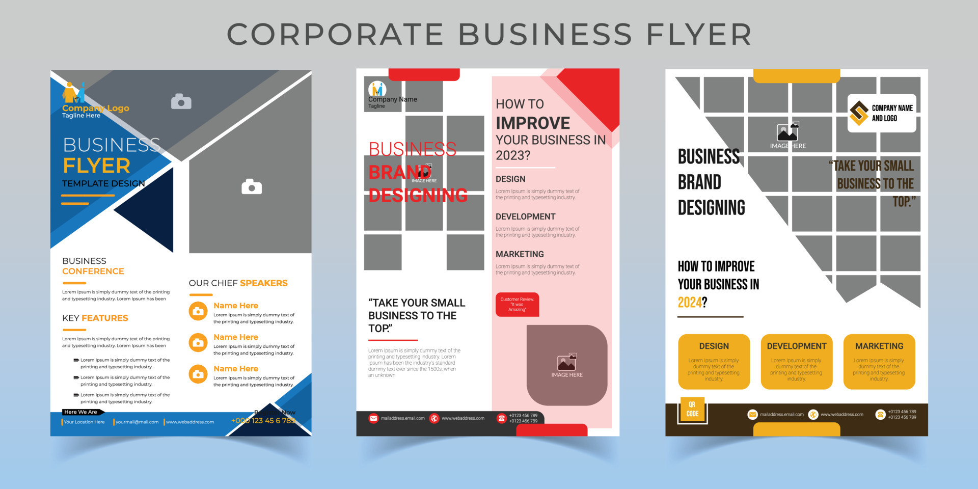 Corporate business flyer design layout, modern template in different ... Corporate business flyer design layout, modern template in different ...
