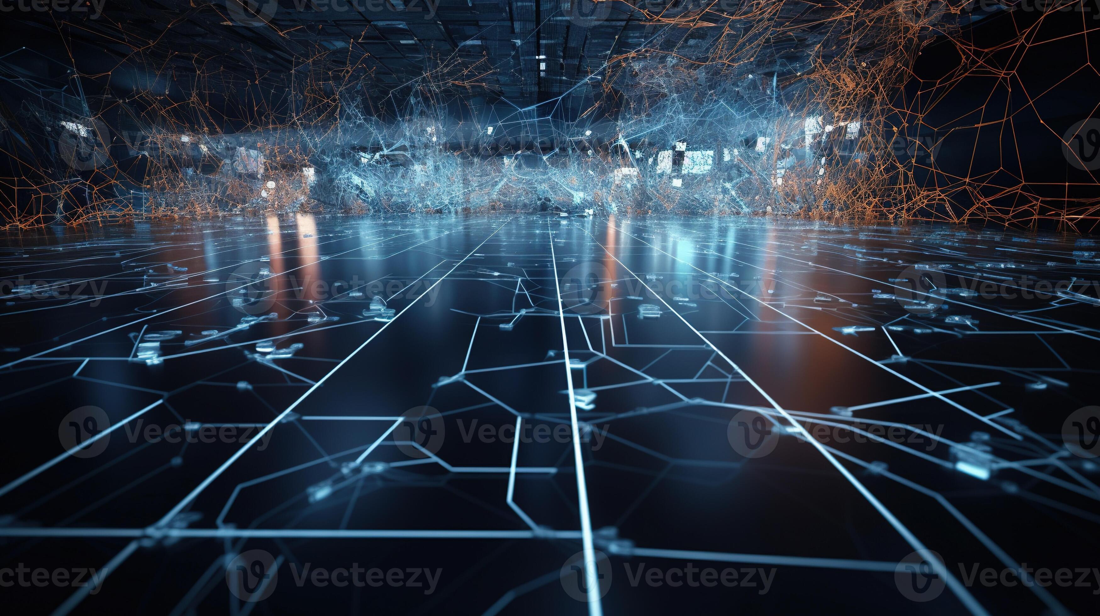 3d rendering abstract digital technology background. Network connection structure. Digital data ...