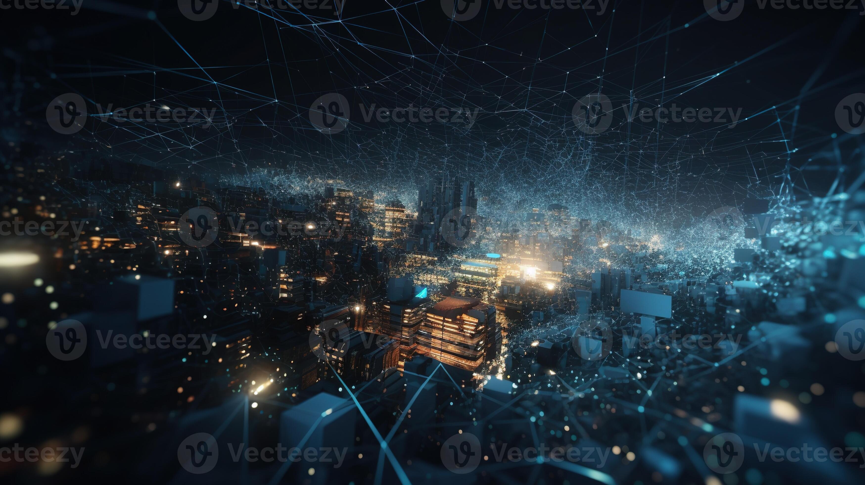 3d Rendering Abstract Digital Technology Background Network Connection Structure Digital Data