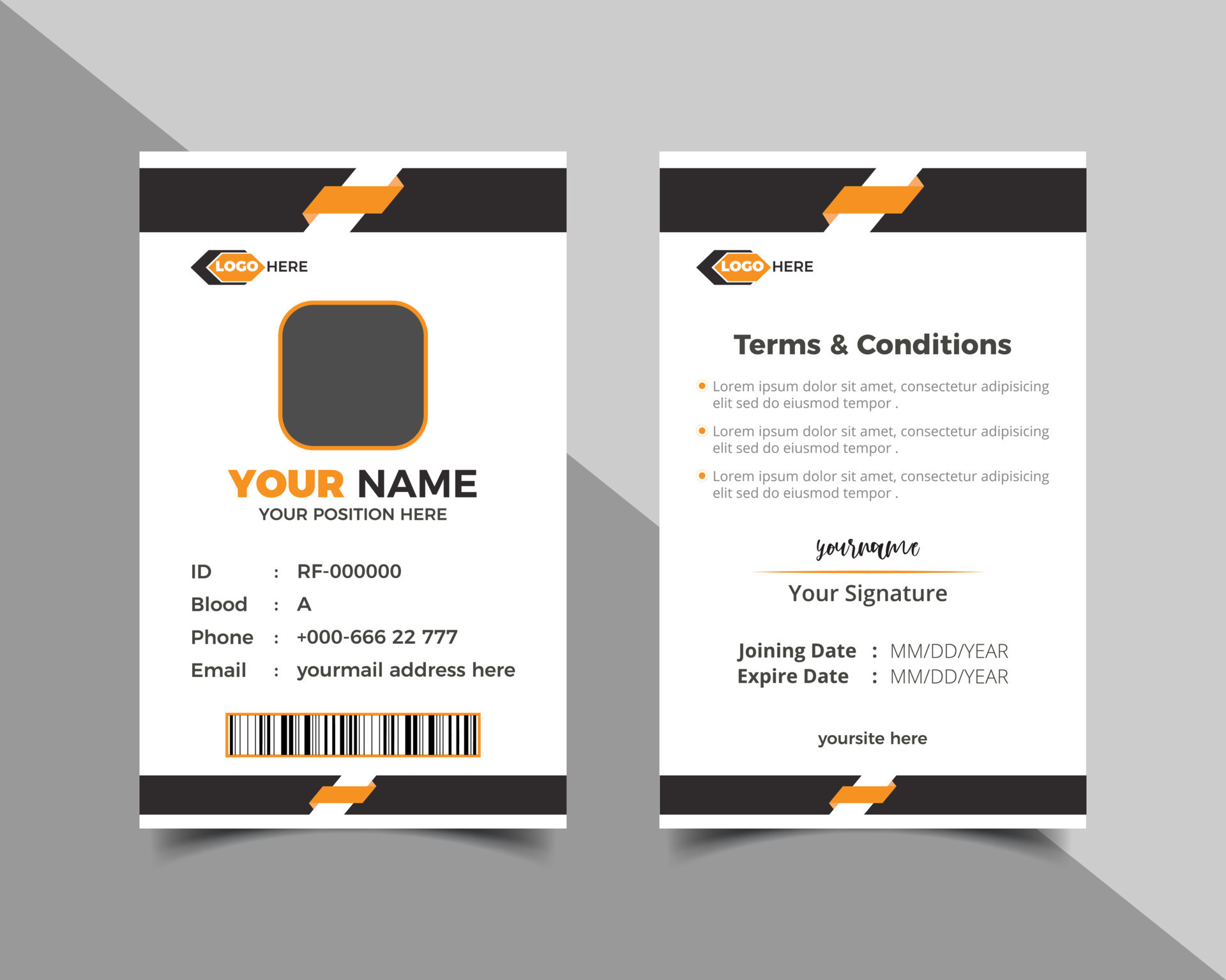 Simple creative business id card design template or Corporate office id ... Simple creative business id card design template or Corporate office id ...