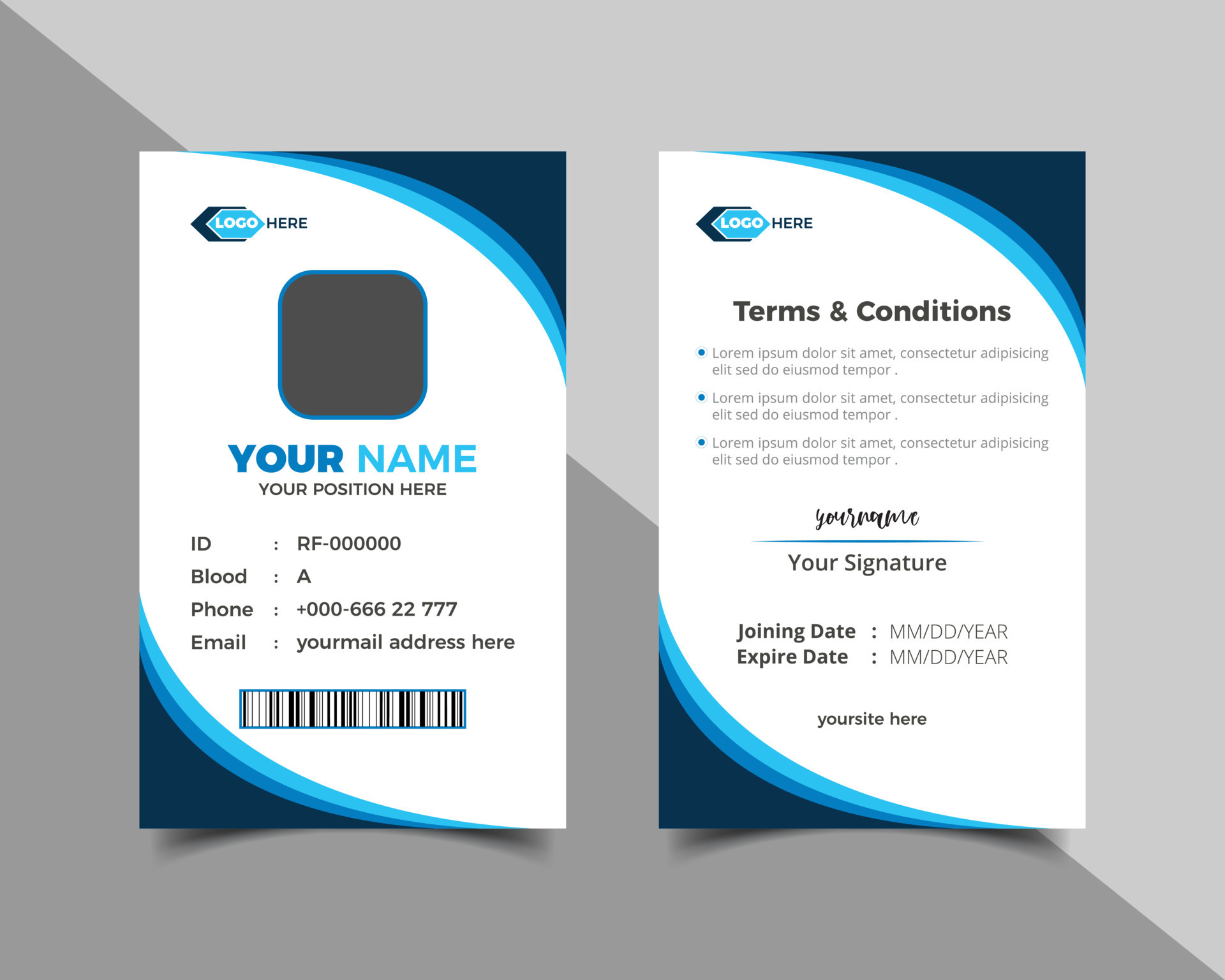 Simple creative business id card design template or Corporate office id ... Simple creative business id card design template or Corporate office id ...
