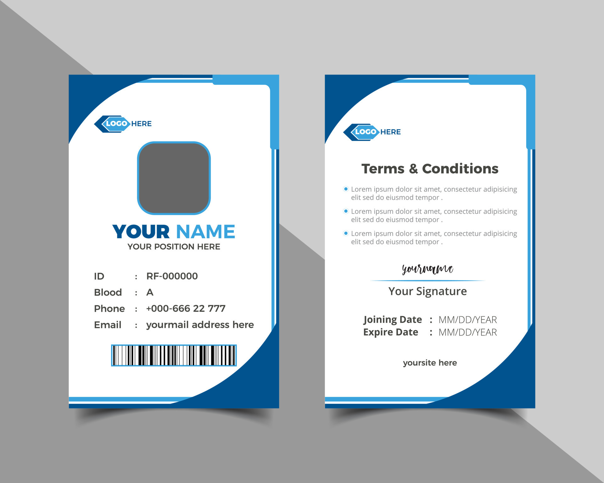 Simple creative business id card design template or Corporate office id ... Simple creative business id card design template or Corporate office id ...