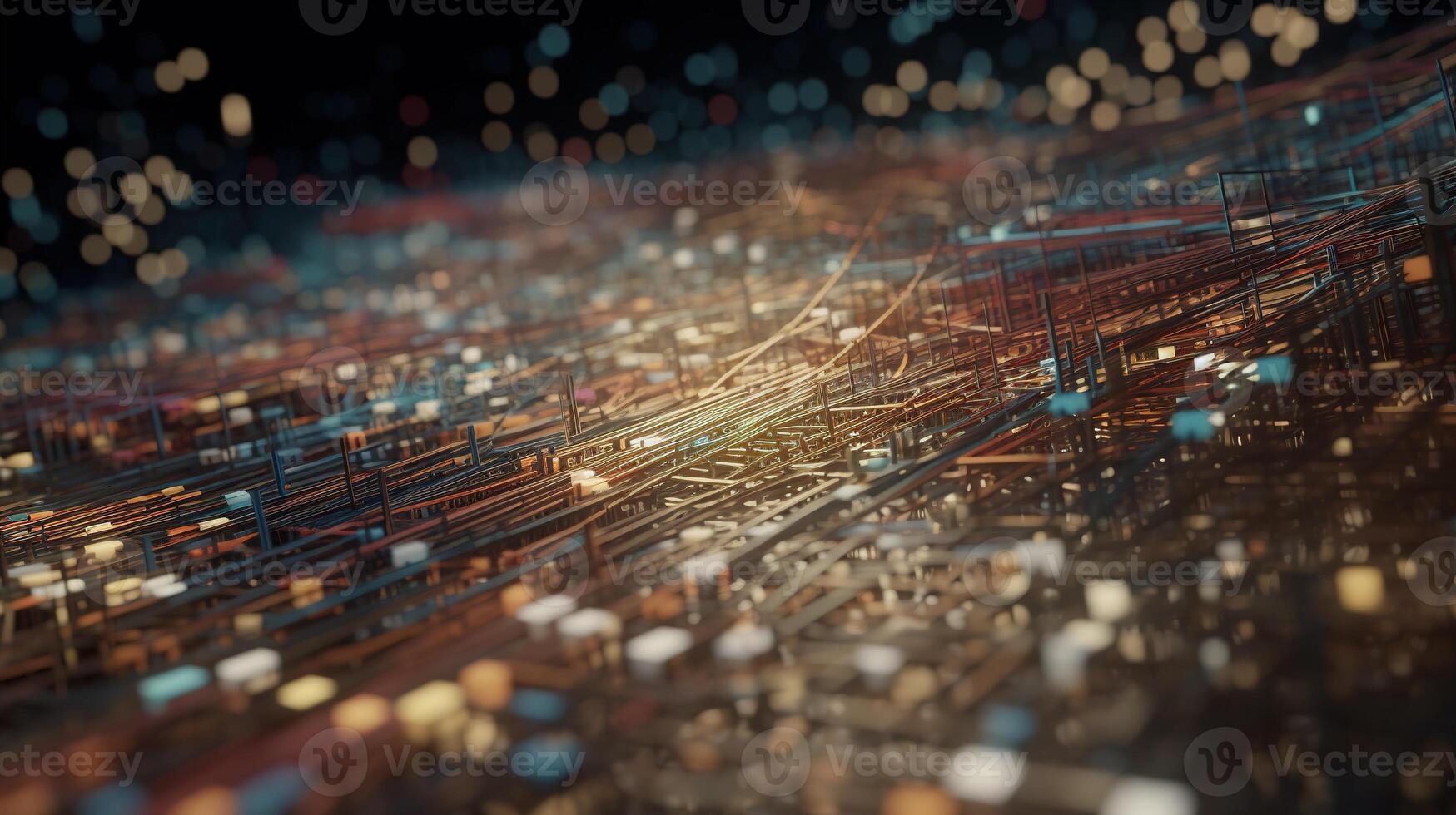 3d rendering abstract digital technology background. Network connection structure. Digital data ...