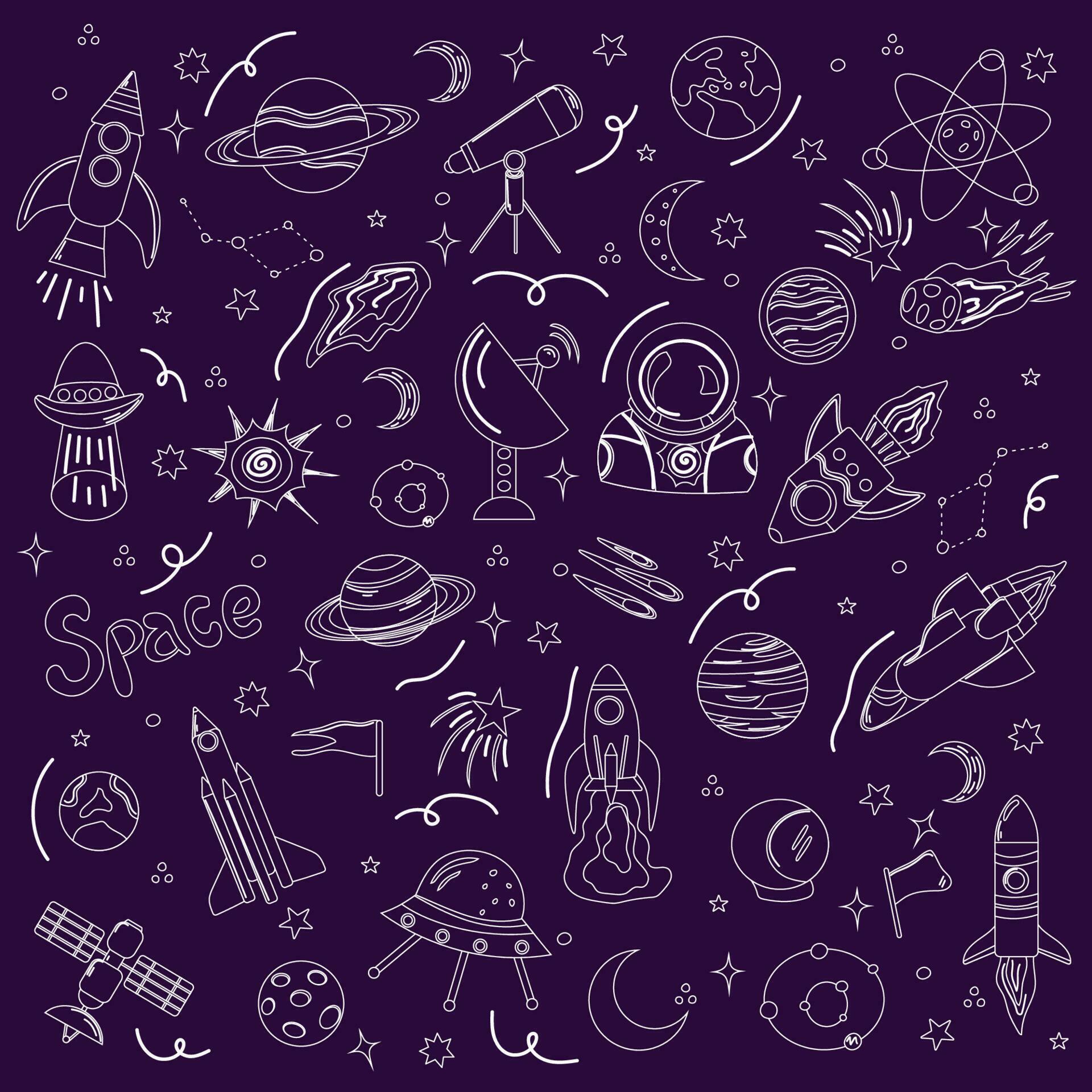 Cosmic Elements Vector Illustration Set Exploring the Depths of Space ...