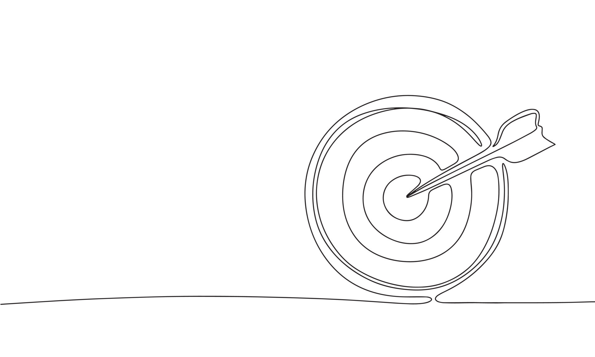 Target isolated on white background. Line art target. One line continuous vector illustration ...