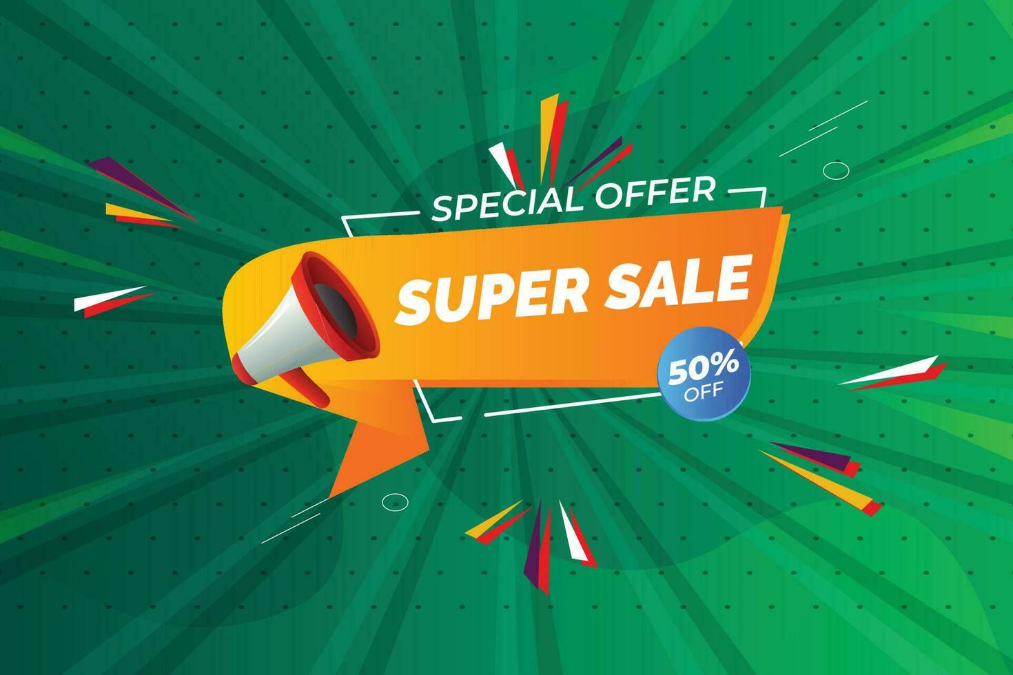 Special Offer Super Sale Banner With A Megaphone On A Green Background