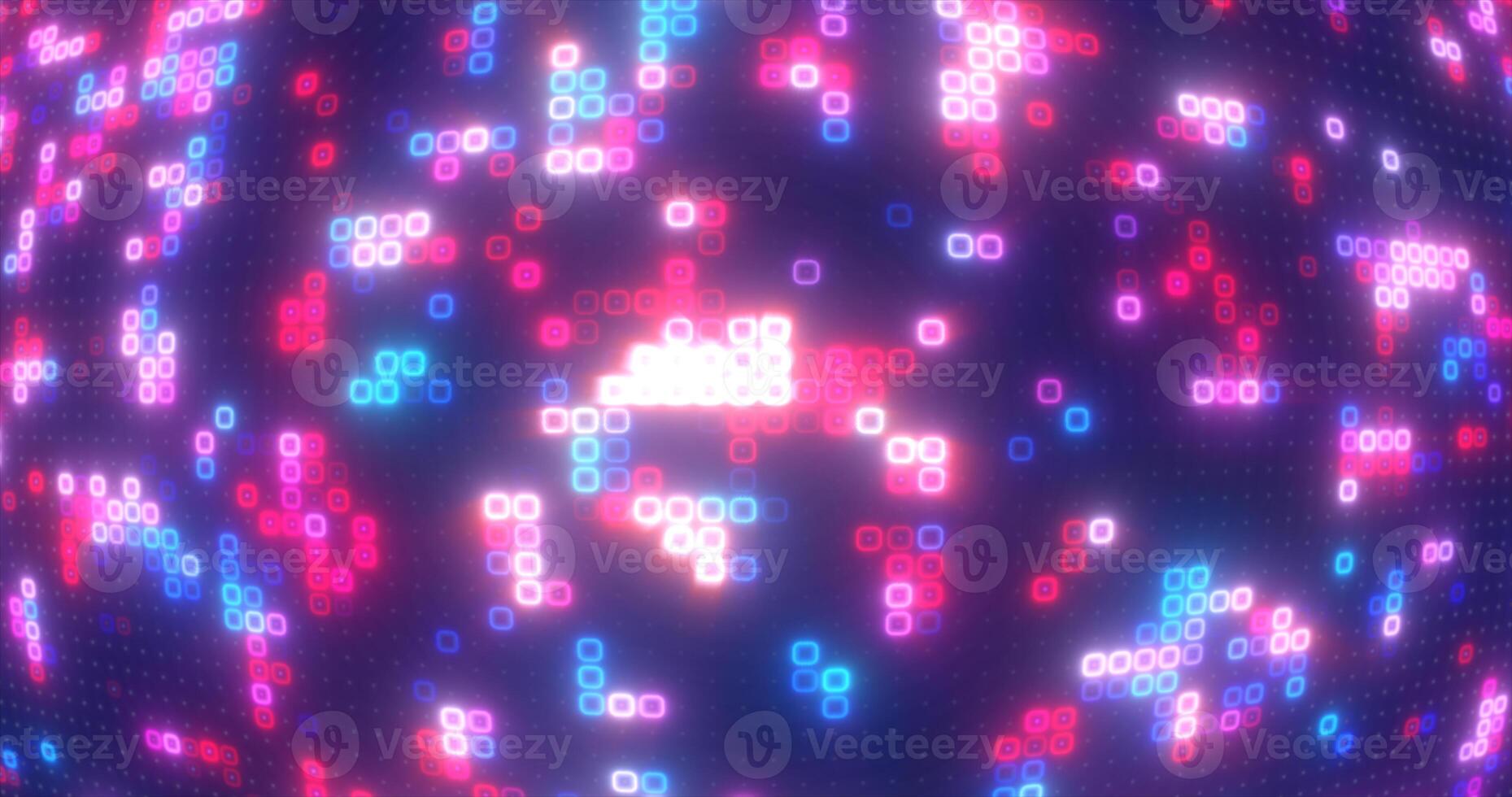 Abstract blue red and purple energy squares glowing digital particles futuristic hi-tech ...