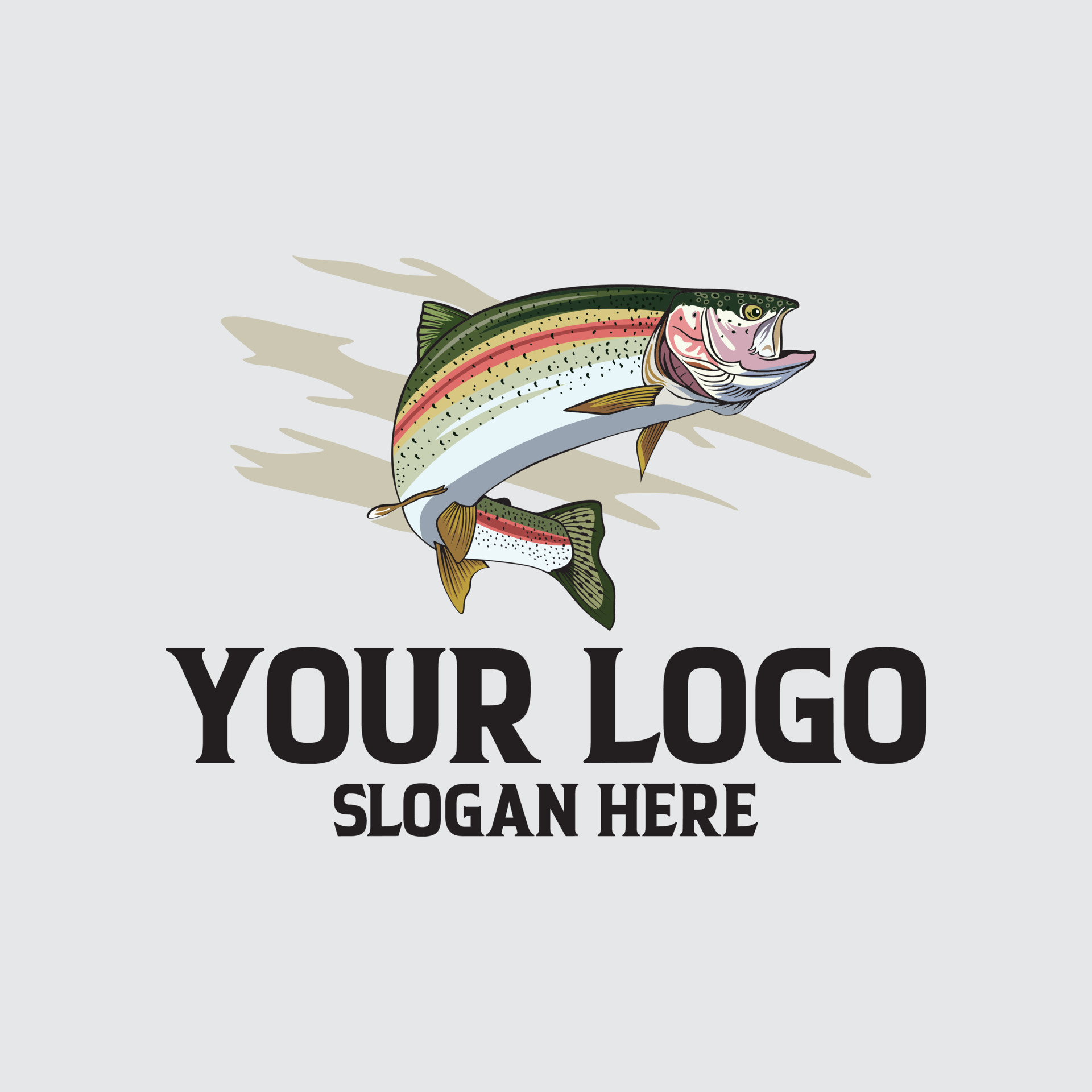 Vector Logo Illustration Jumping Rainbow Trout 24267495 Vector Art At