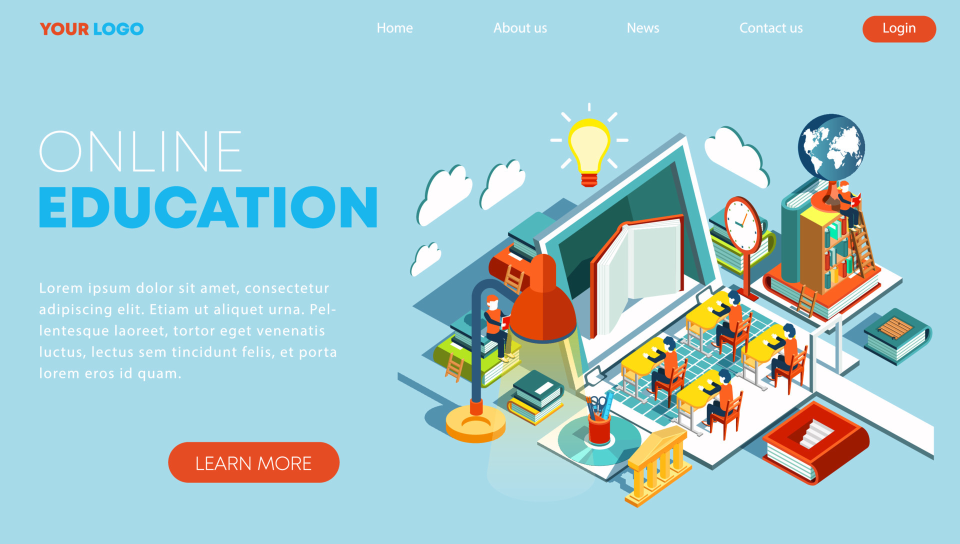 Modern flat design isometric concept of online education for banner and ...
