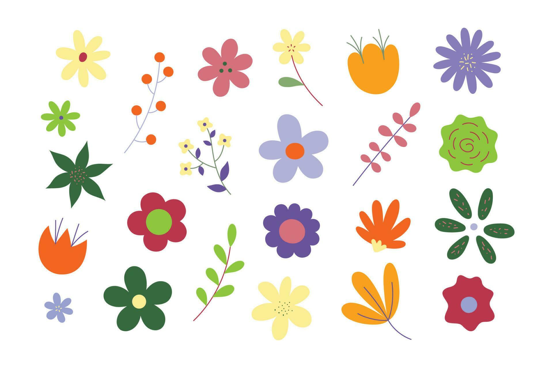 colorful flowers and leaves vector illustration 24271887 Vector Art at ...