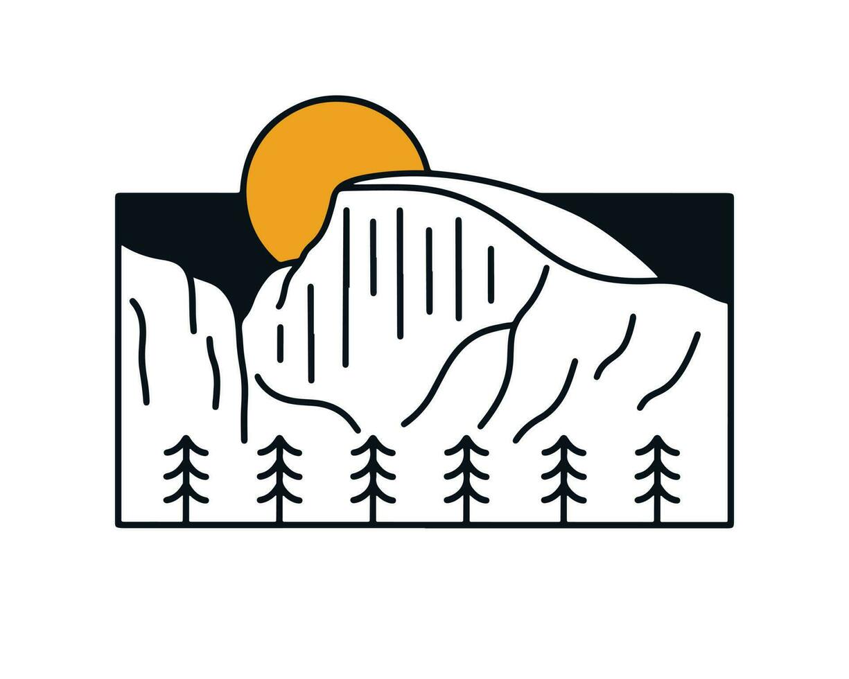 Half Dome Yosemite National Park Mono Line Graphic Vector Illustration