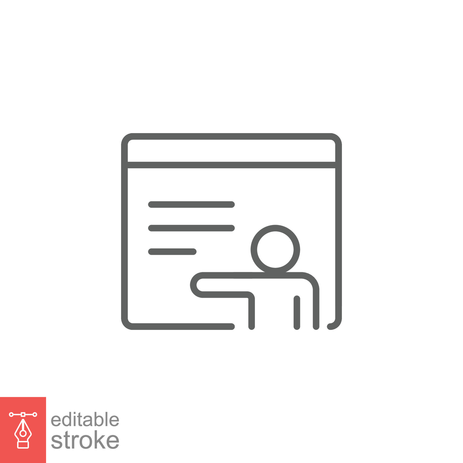 en línea cursos icono. sencillo contorno estilo. curso, maestro ...