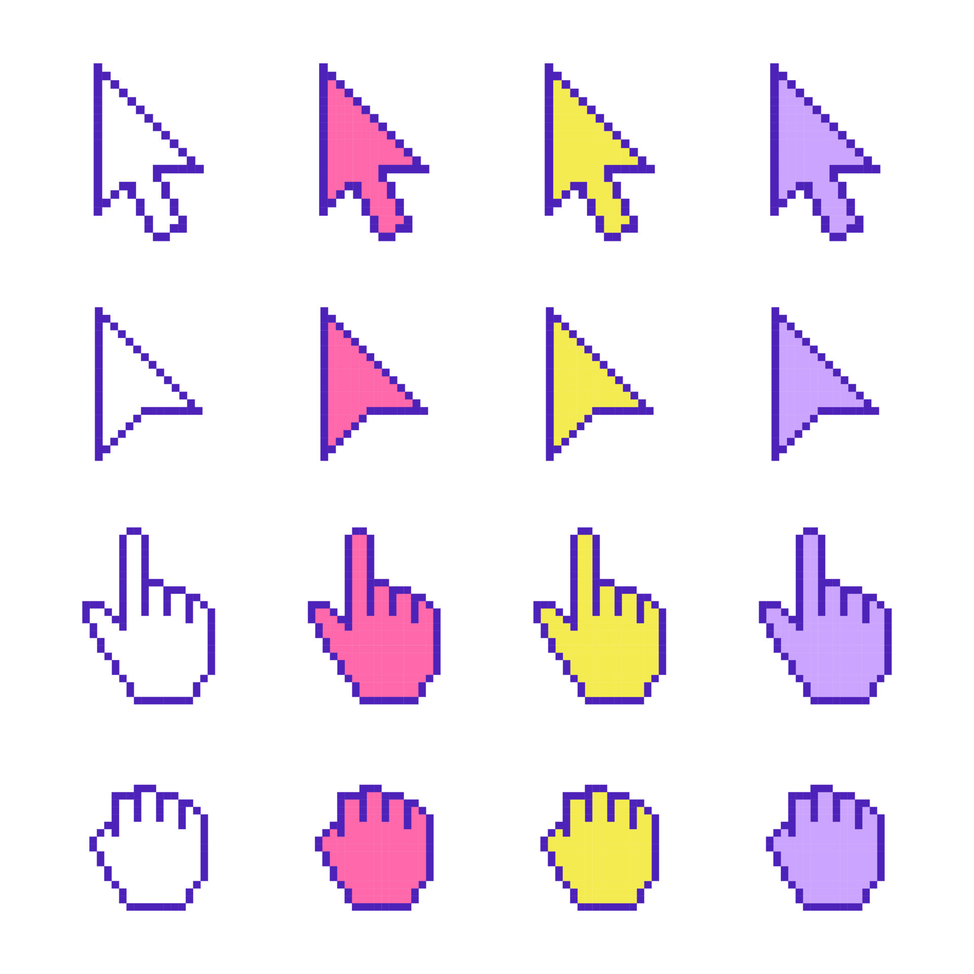 Pixel Cursor Icon Set Hand Arrow Colored Vector Illustration 24274729 Vector Art At Vecteezy